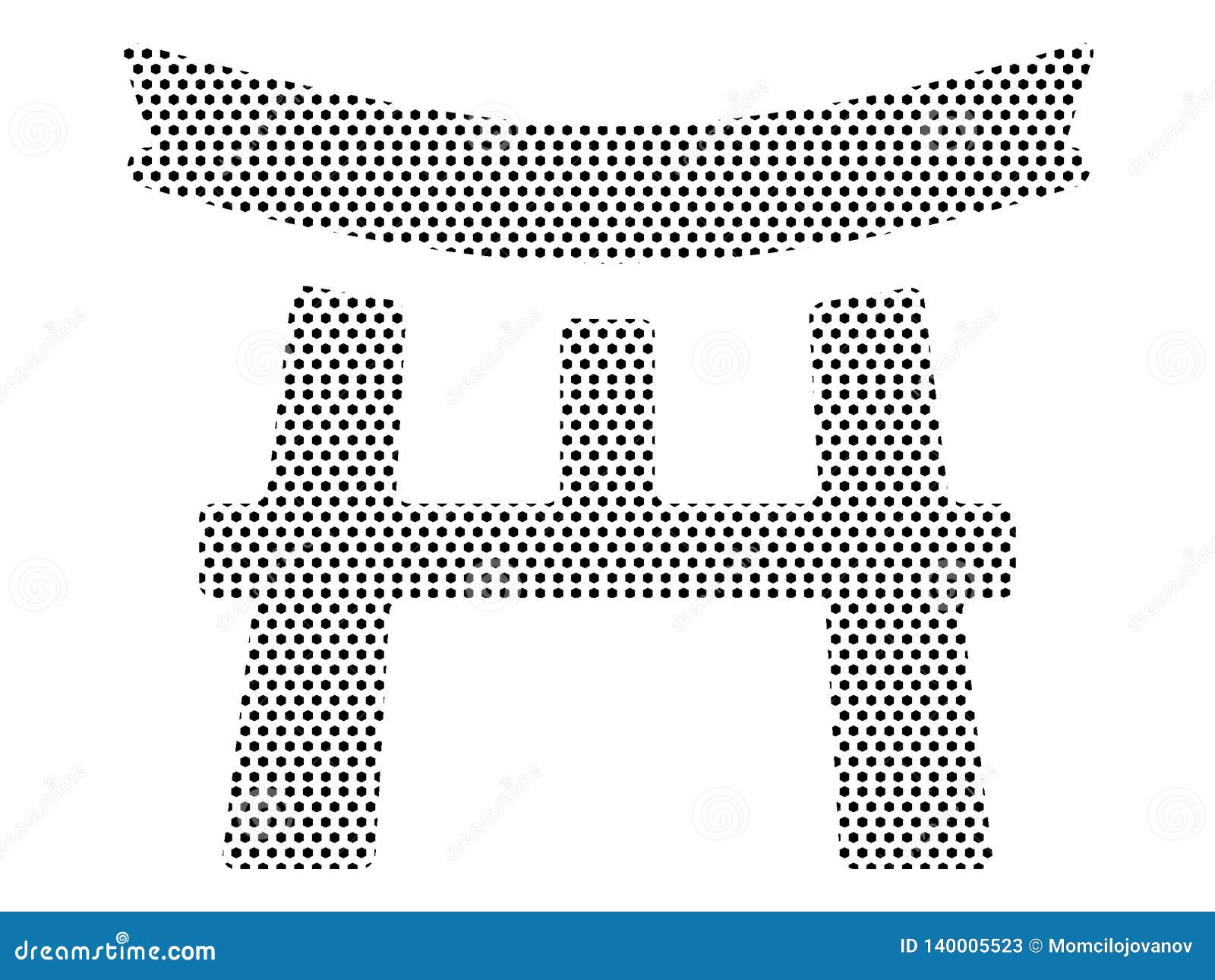 Dotted Pattern Japanese Picture of a Temple Stock Vector - Illustration ...