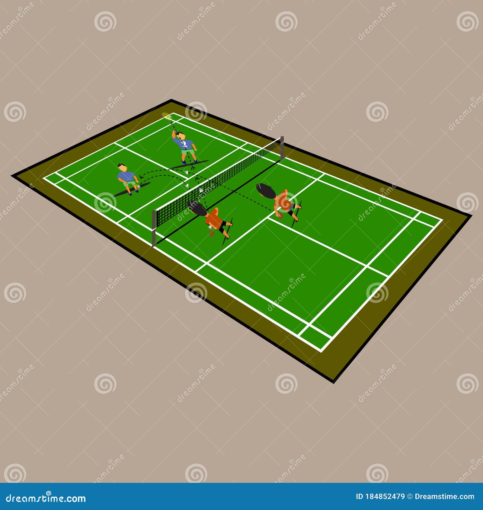 Vector Illustration of a Double Badminton Stock Vector - Illustration ...