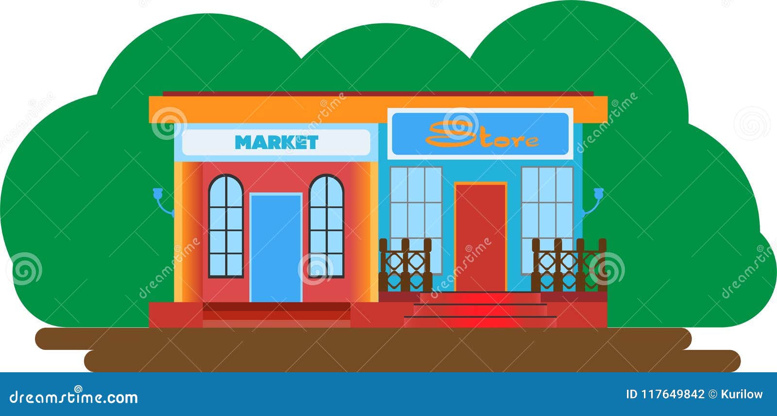 Double Store Building stock vector. Illustration of service - 117649842