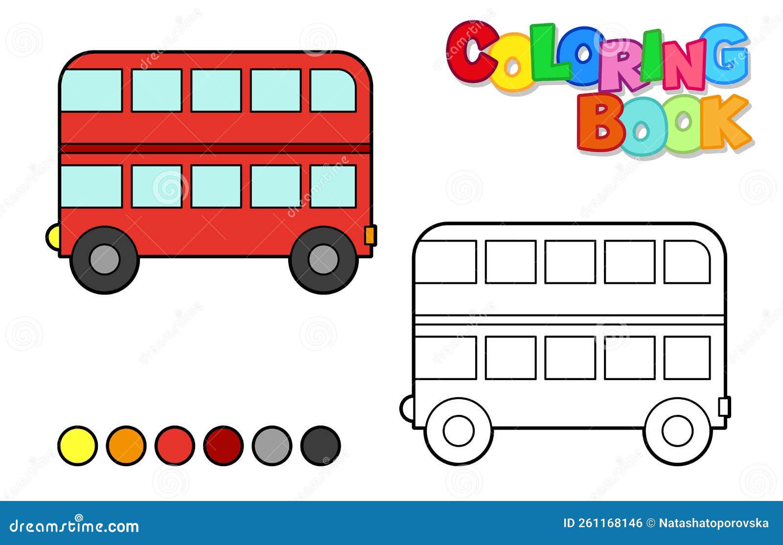 Vector Illustration Of A Double Deck Bus. Coloring Book For Children ...
