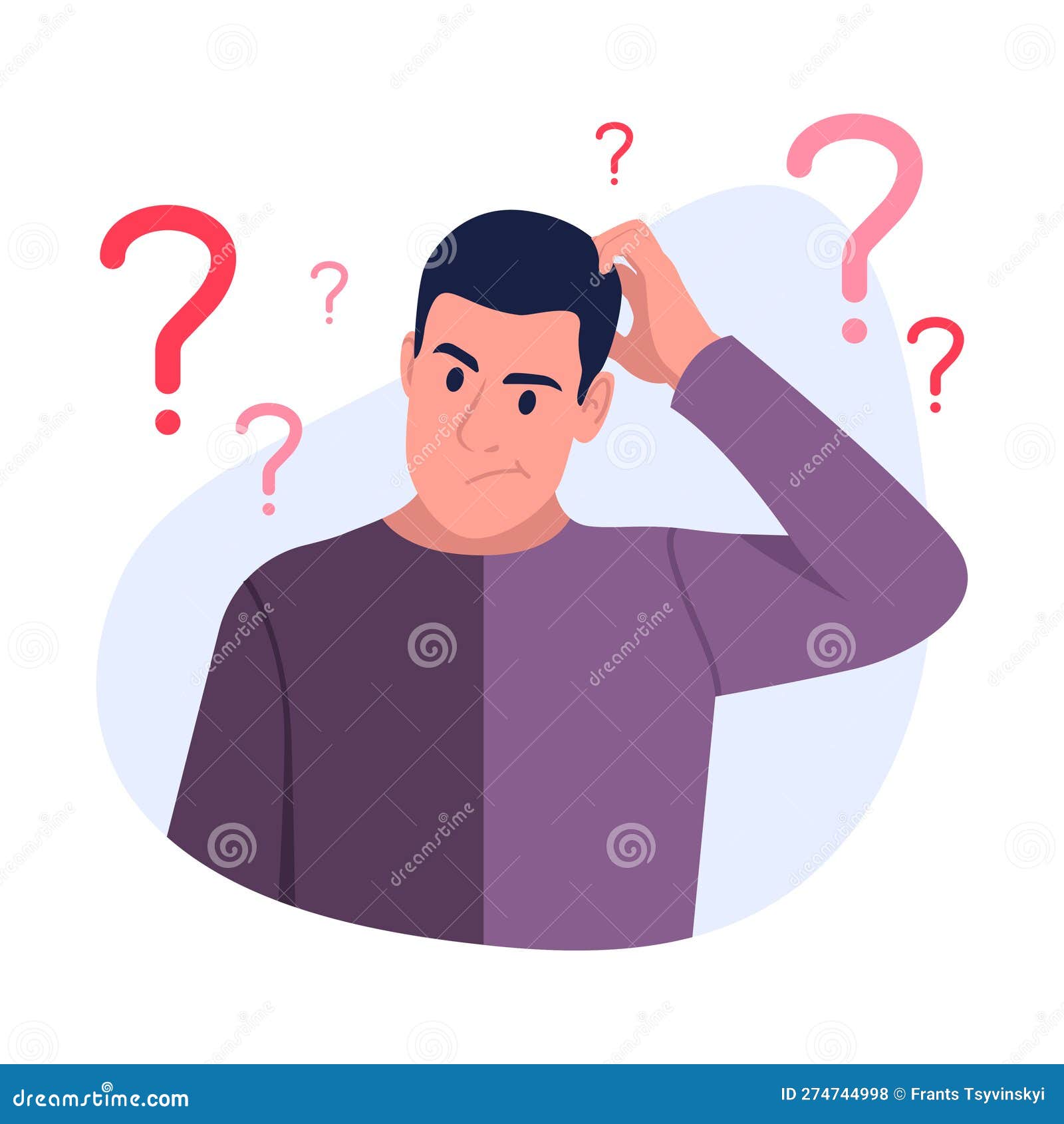 Vector Illustration of Doubts. Cartoon Scene with a Guy Who Doubts His ...