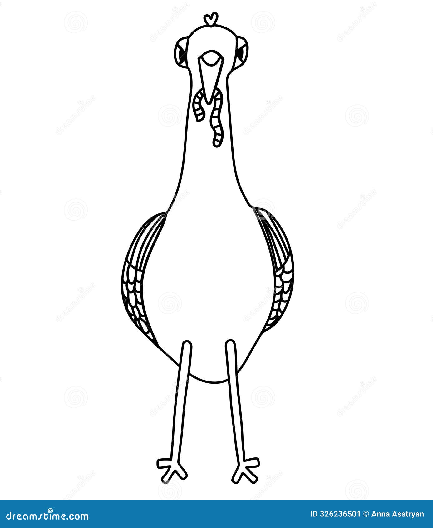 Vector Illustration of a Dove with a Worm in Its Beak in Doodle Style ...