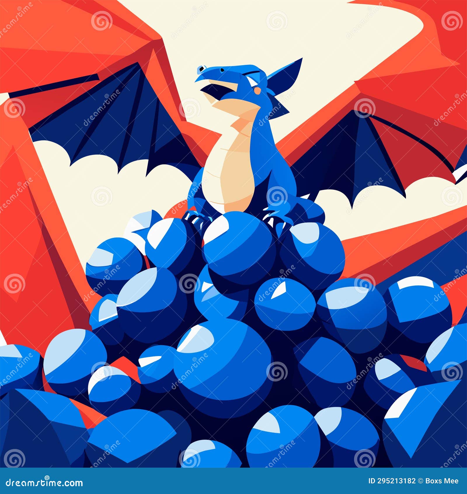 Vector Illustration of a Dragon Sitting on the Top of a Pile of Bats AI ...