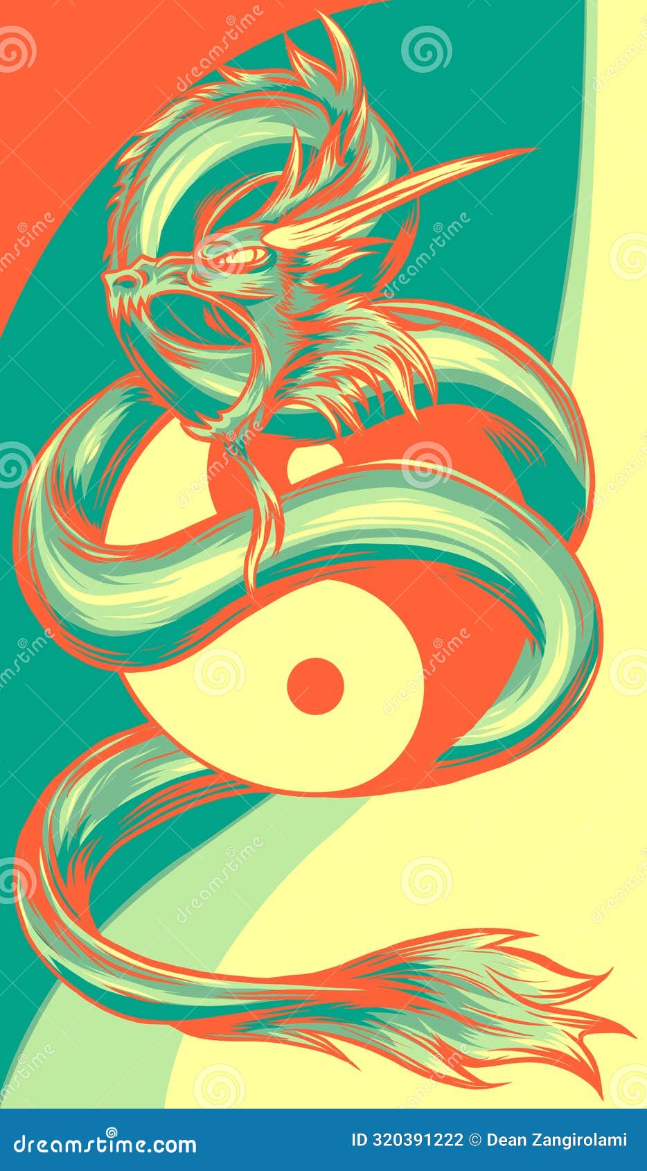 Vector Illustration of Dragon and Yin Yang Symbol Stock Vector ... Vector Illustration of Dragon and Yin Yang Symbol Stock Vector ...