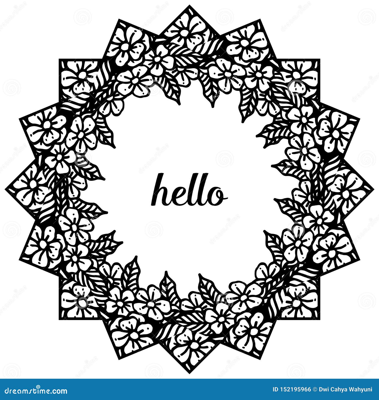 Vector Illustration Drawing Flower Frame for Card of Hello Stock Vector ...