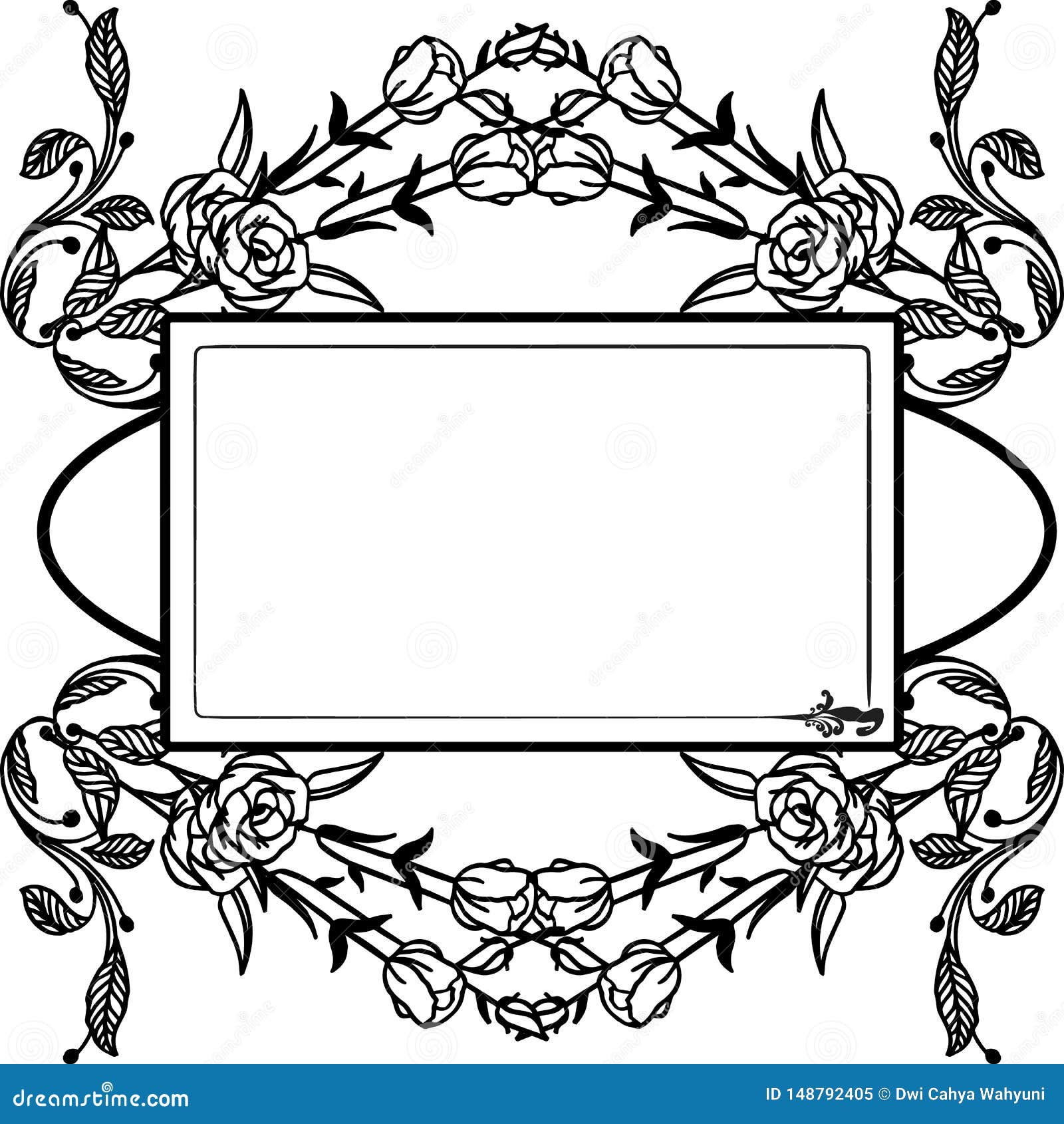 Vector Illustration Drawing Flower Frame for Invitation Card Stock ...
