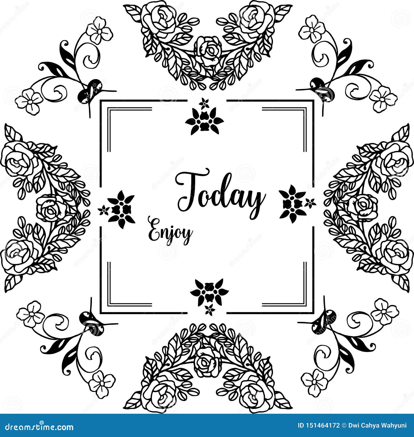 Vector Illustration Drawing Flower Frame for Various Shape of Card ...