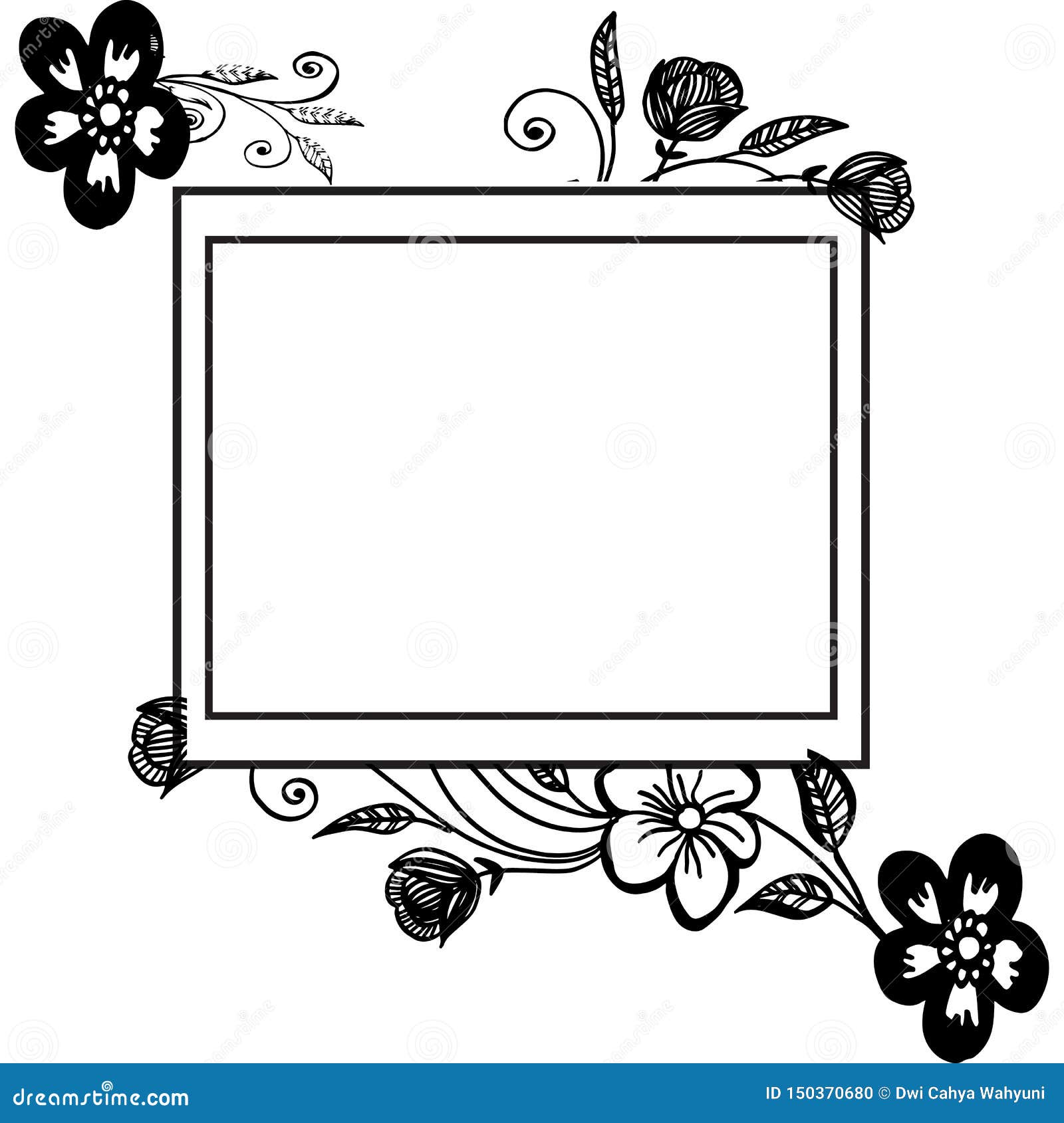 Vector Illustration Drawing Flower Frame for Wallpaper Decoration Stock ...
