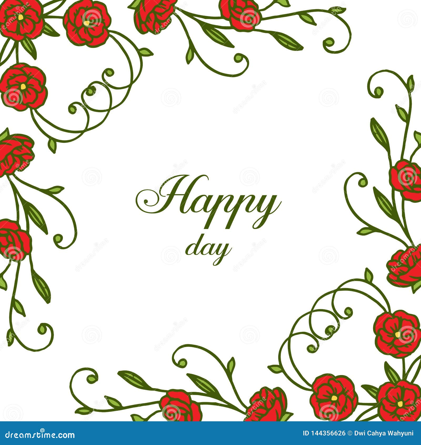 Vector Illustration Drawing Happy Day with Leaf Flower Frame Stock ...
