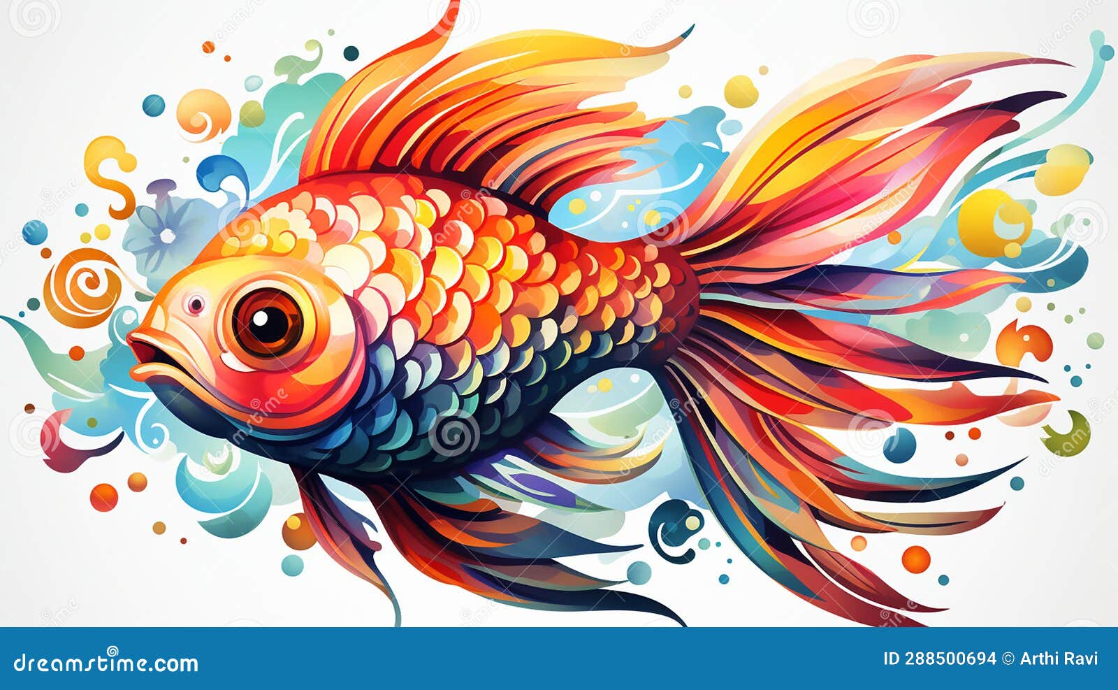 Vector Illustration Drawing of Rainbow Fish Stock Illustration ...
