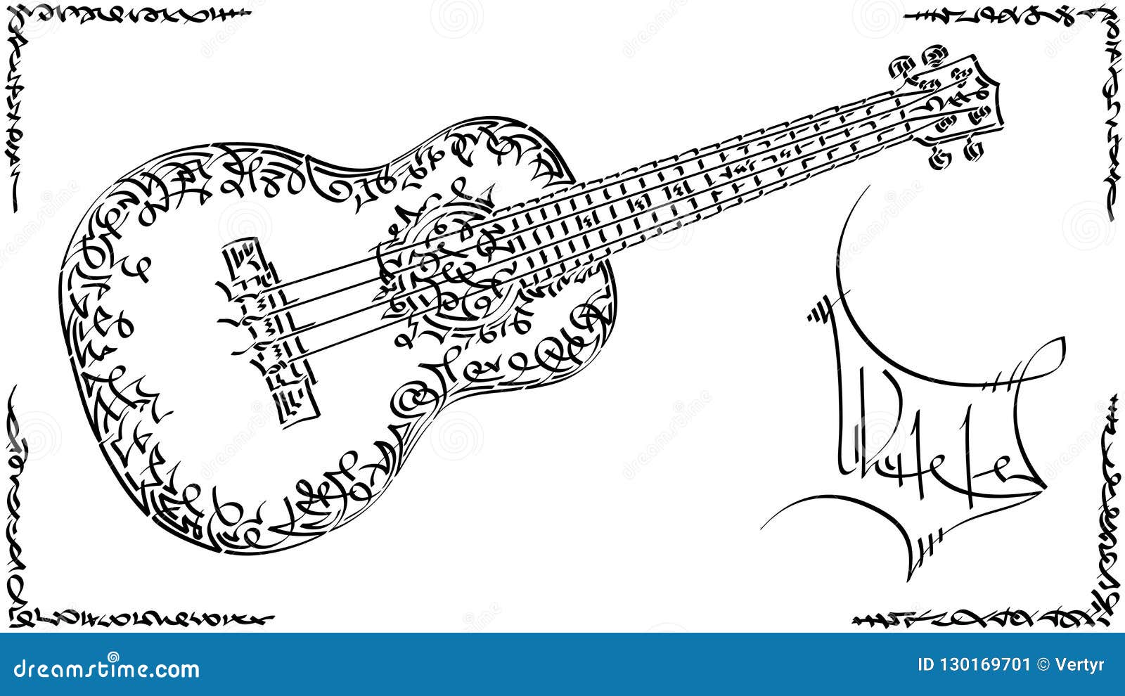 Vector Illustration Drawing of Ukulele. Stock Vector - Illustration of ...