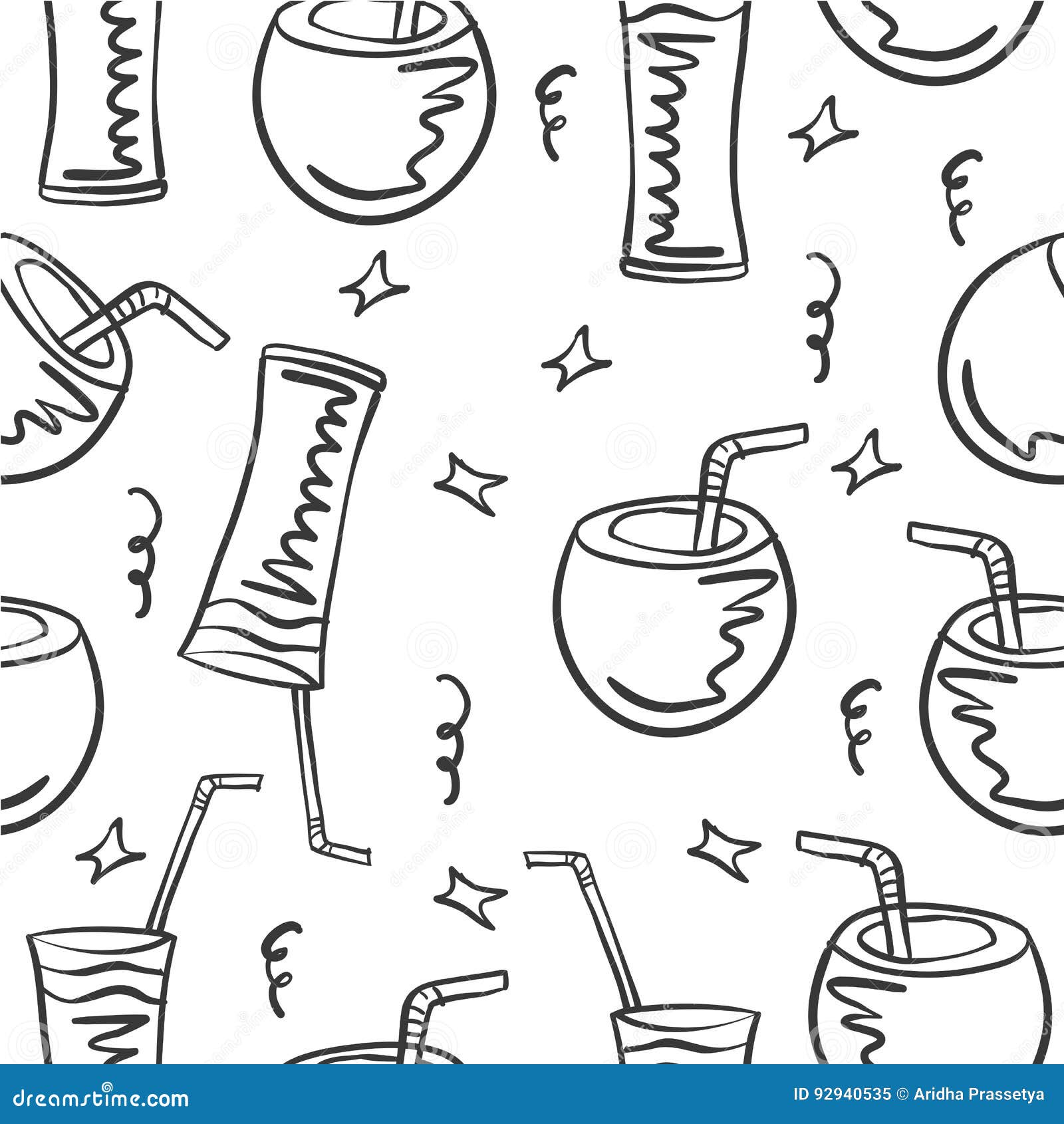 Vector Illustration Drink Theme Doodles Stock Vector - Illustration of ...