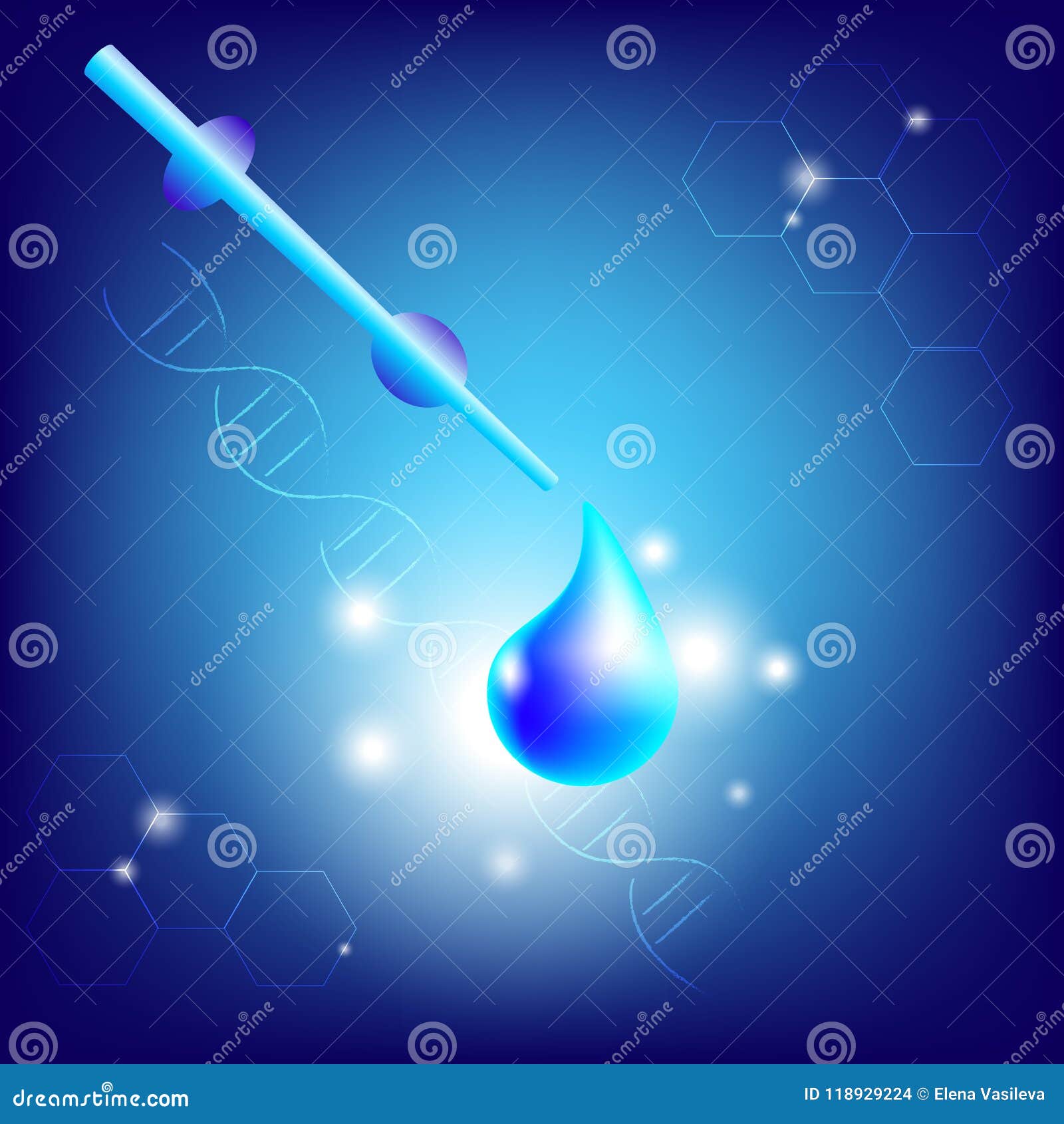 Vector Illustration, Dropper and a Drop on Blue Background Stock Vector ...