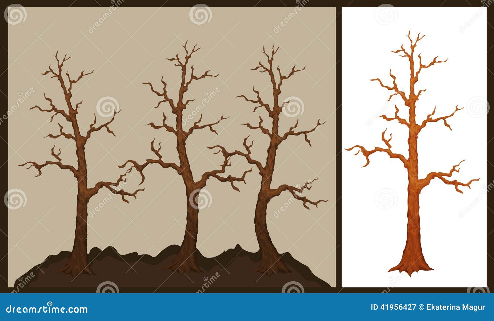 Vector Illustration of Dry Tree Stock Vector - Illustration of design ...