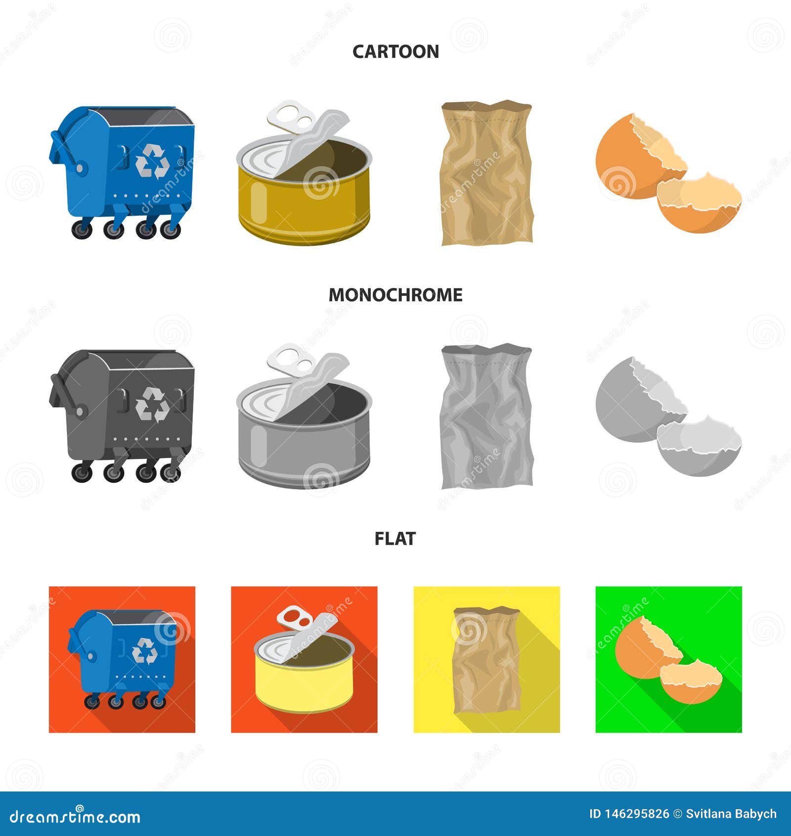 Vector Illustration of Dump and Sort Icon. Set of Dump and Junk Stock ...
