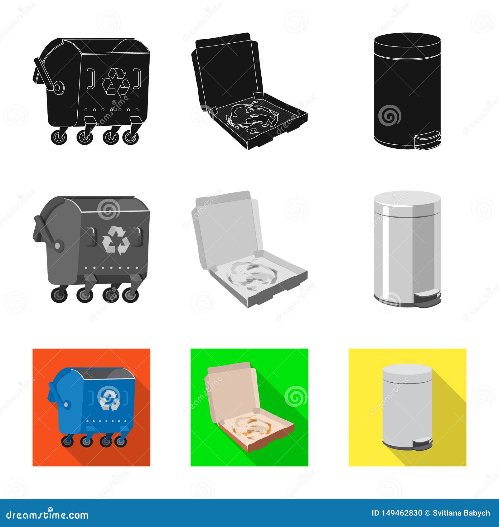 Vector Illustration of Dump and Sort Icon. Set of Dump and Junk Stock ...