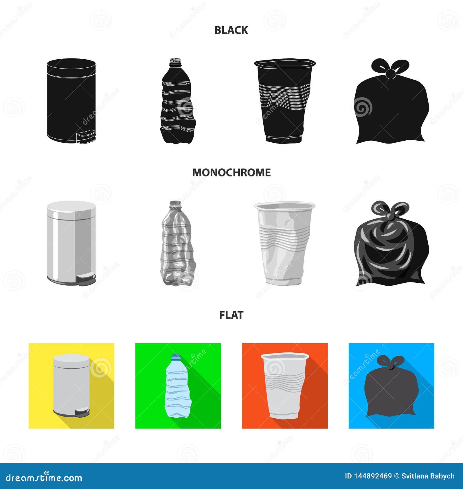 Vector Illustration of Dump and Sort Symbol. Set of Dump and Junk Stock ...