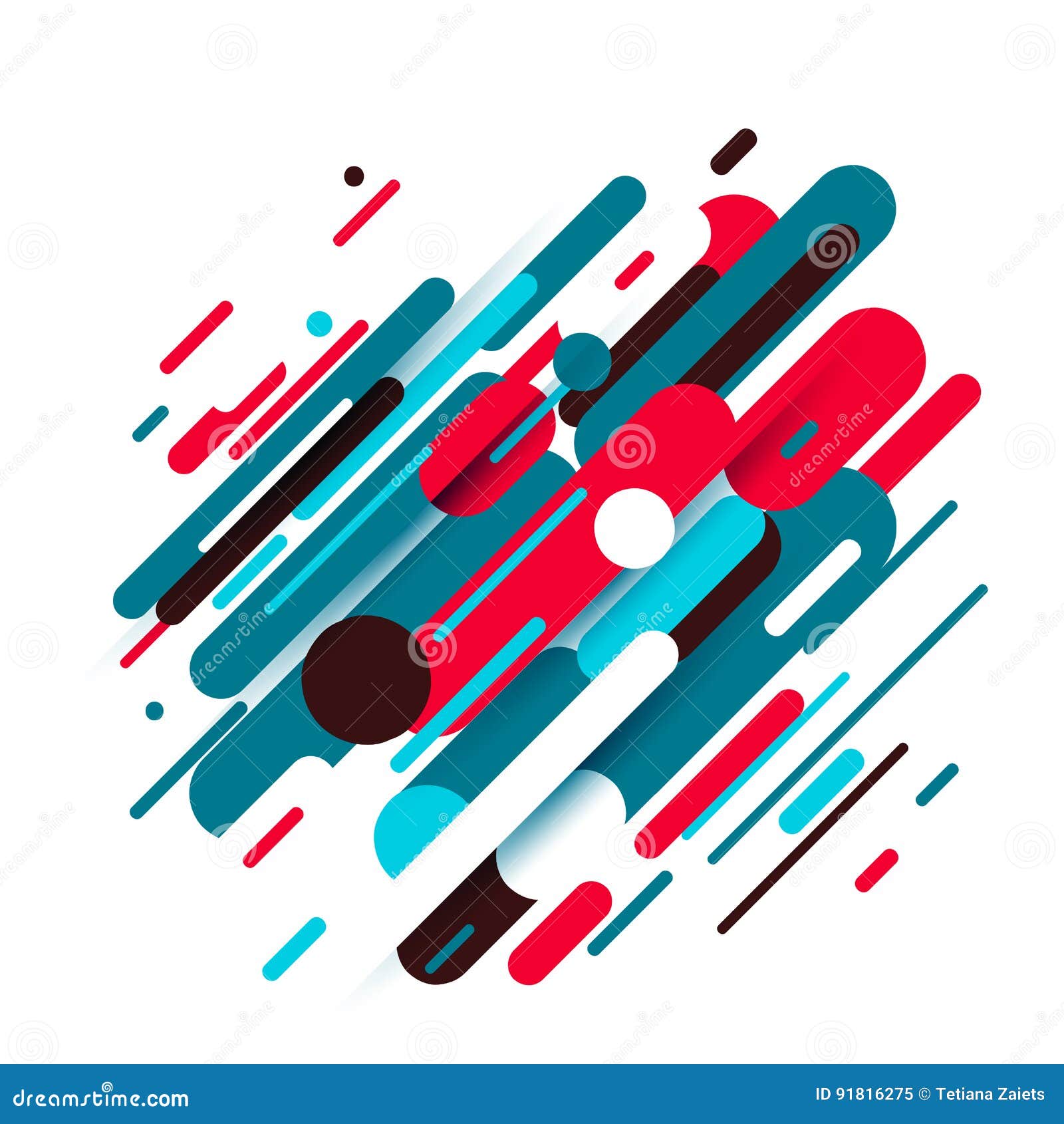 Vector Illustration of Dynamic Composition Made of Colored Rounded ...