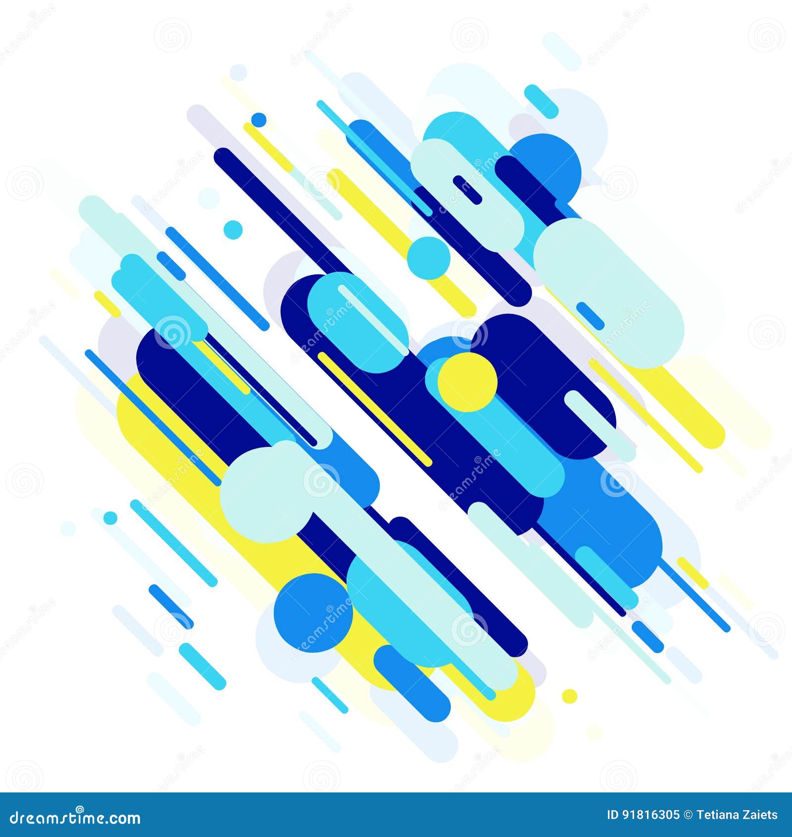 Vector Illustration of Dynamic Composition Made of Colored Rounded ...
