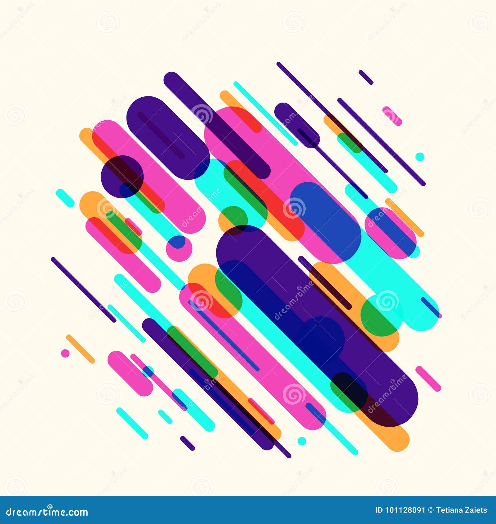 Vector Illustration of Dynamic Composition Made of Various Rounded ...