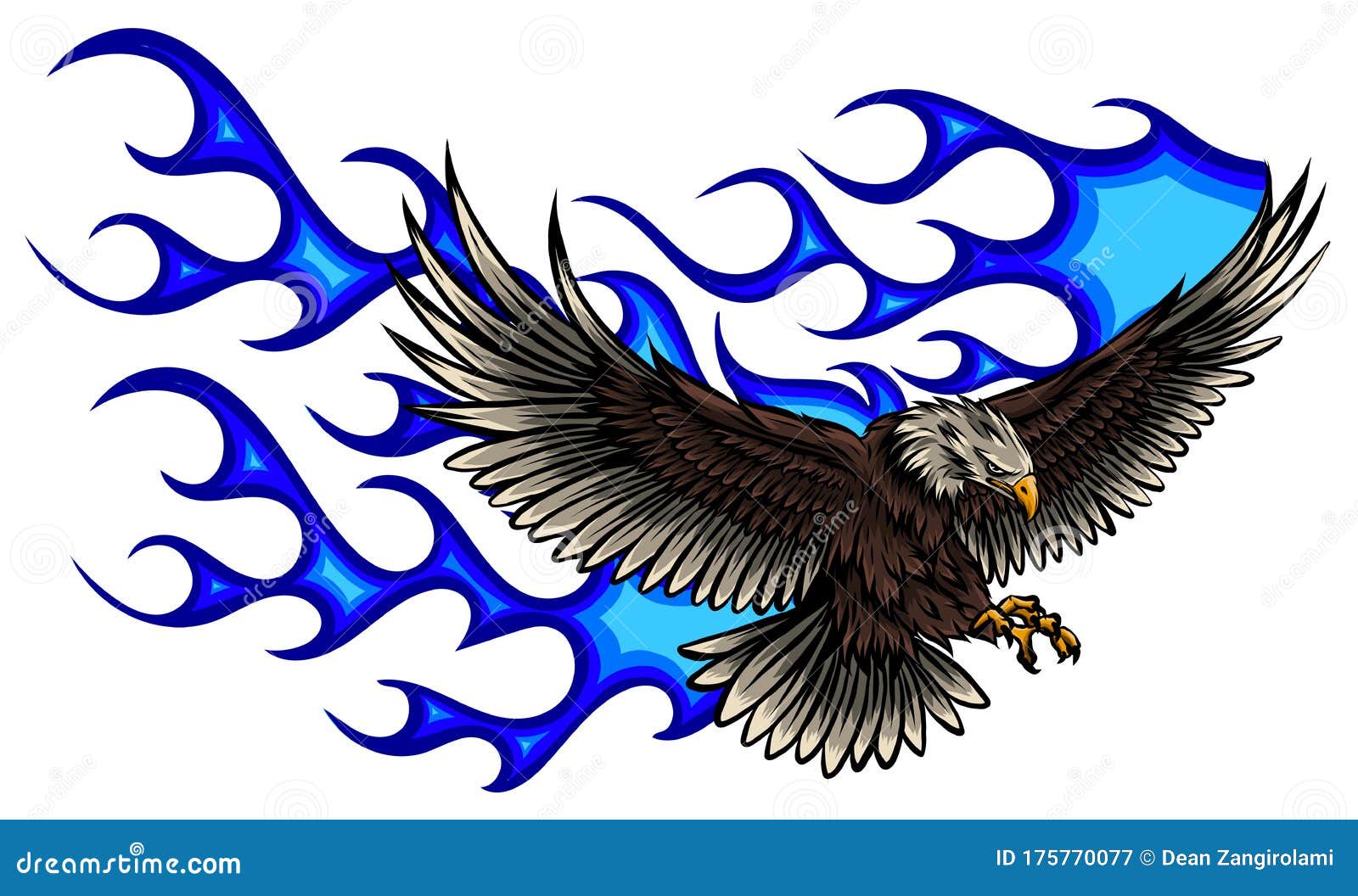 Vector Illustration of Eagle with Flame Blue Stock Vector ...