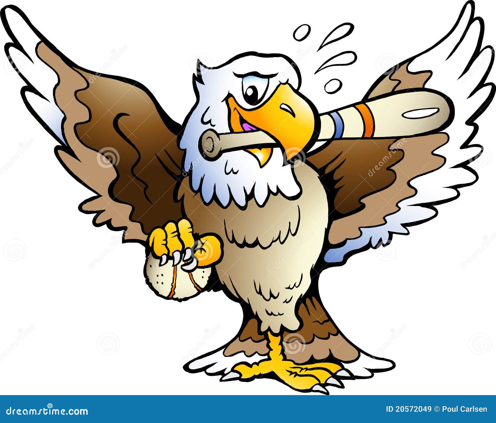Vector Illustration of an Eagle Playing Baseball Stock Vector ...
