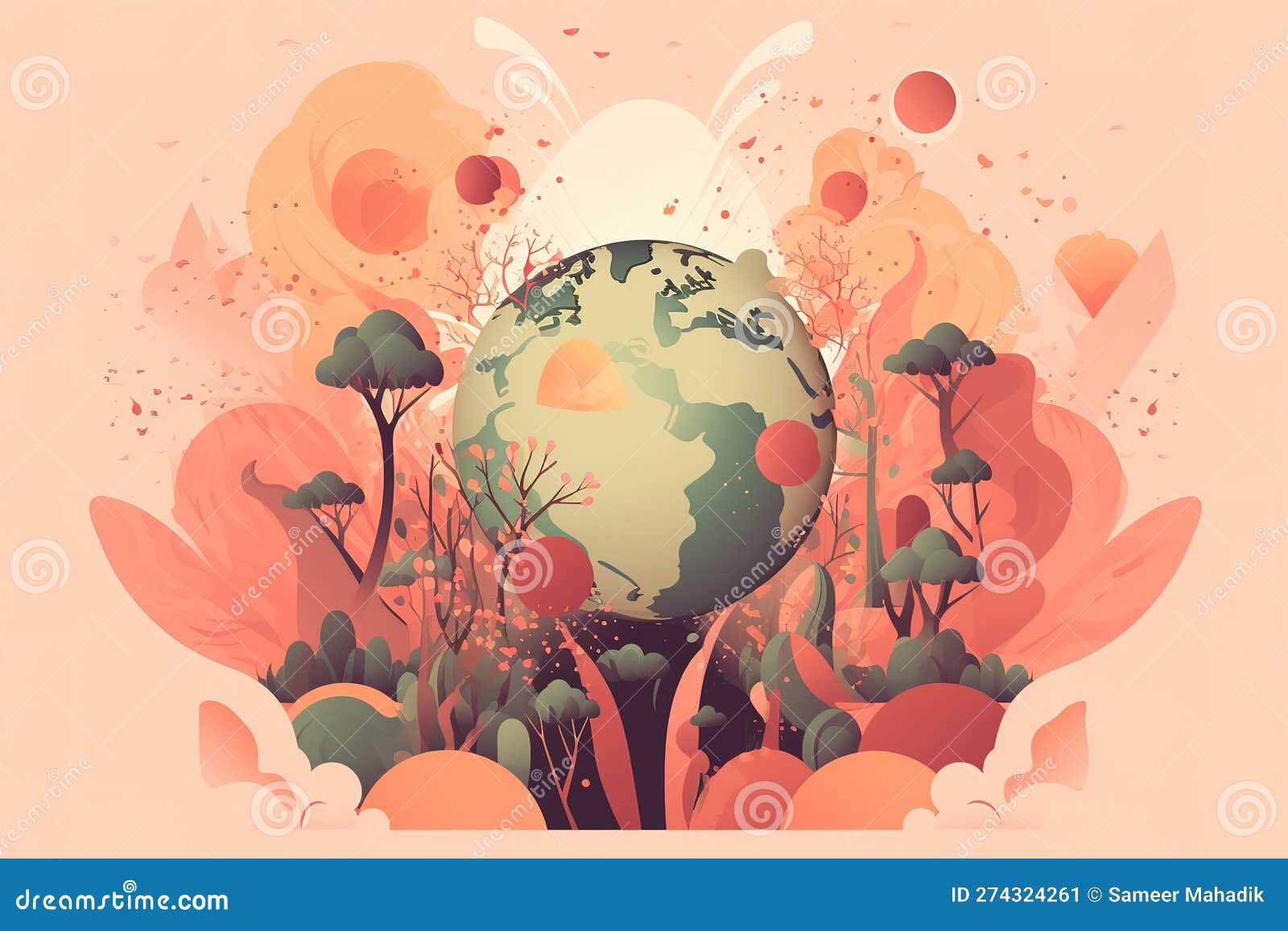 Vector Illustration of Earth Day. Generative AI Stock Illustration ...
