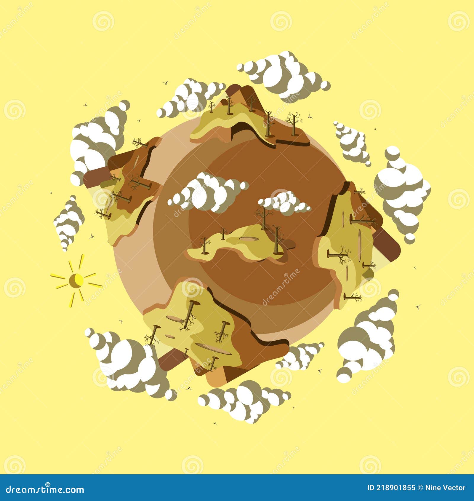 Vector Illustration of Earth and Dry Season Stock Vector - Illustration ...