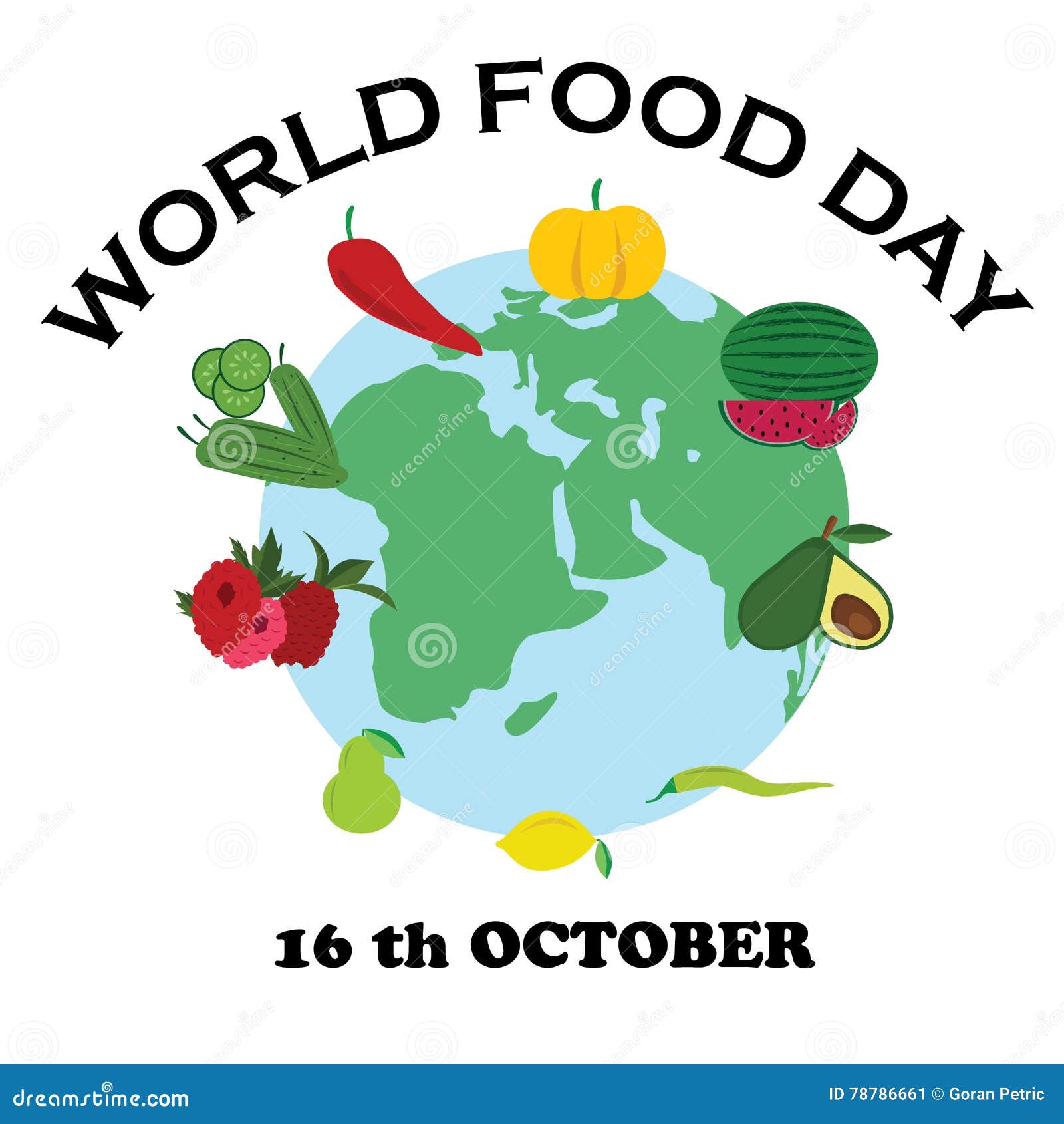 Vector Illustration of Earth Made of Healthy Food Stock Vector ...