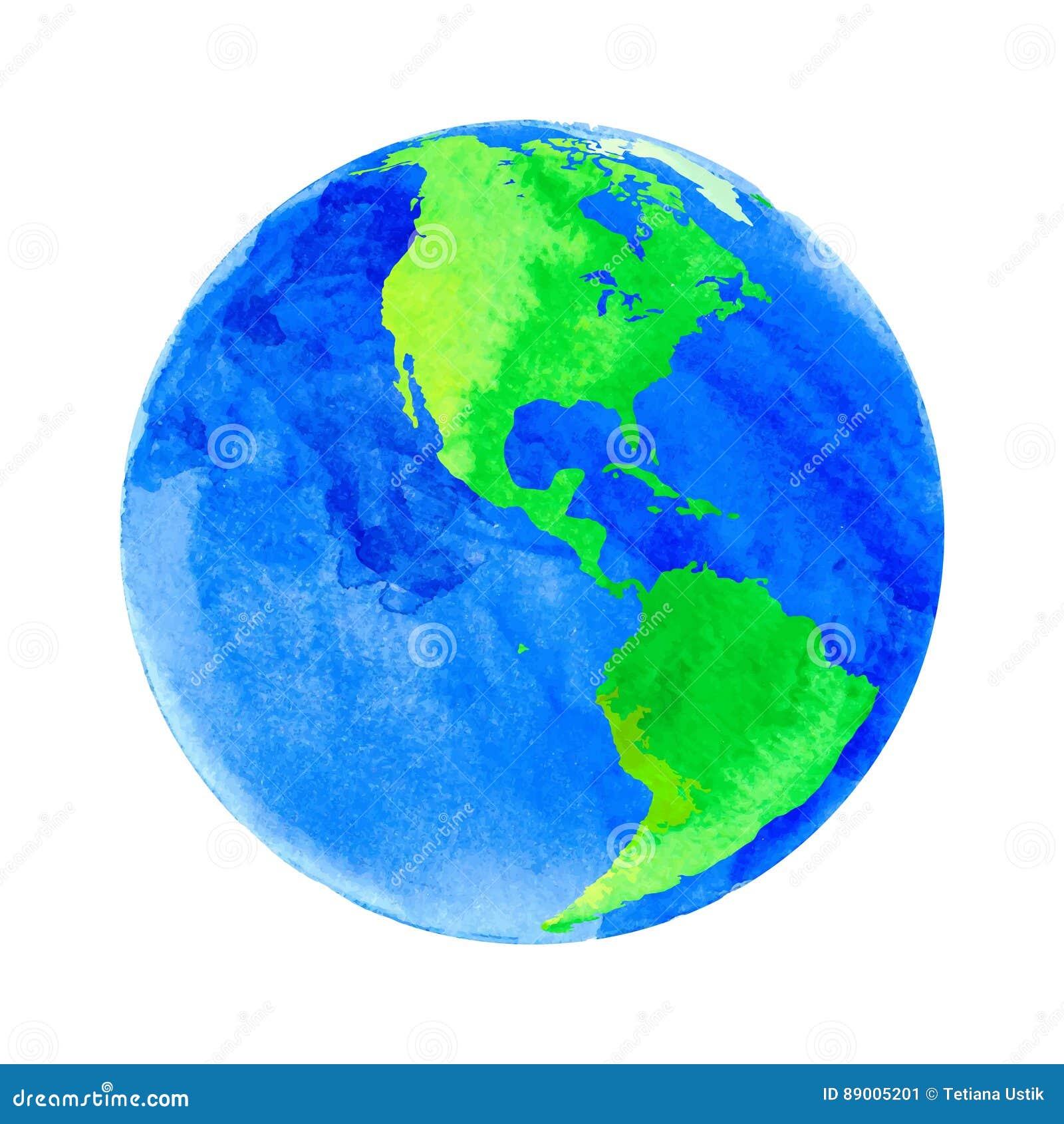 Vector Illustration of Earth with Watercolor Texture Stock Vector ...