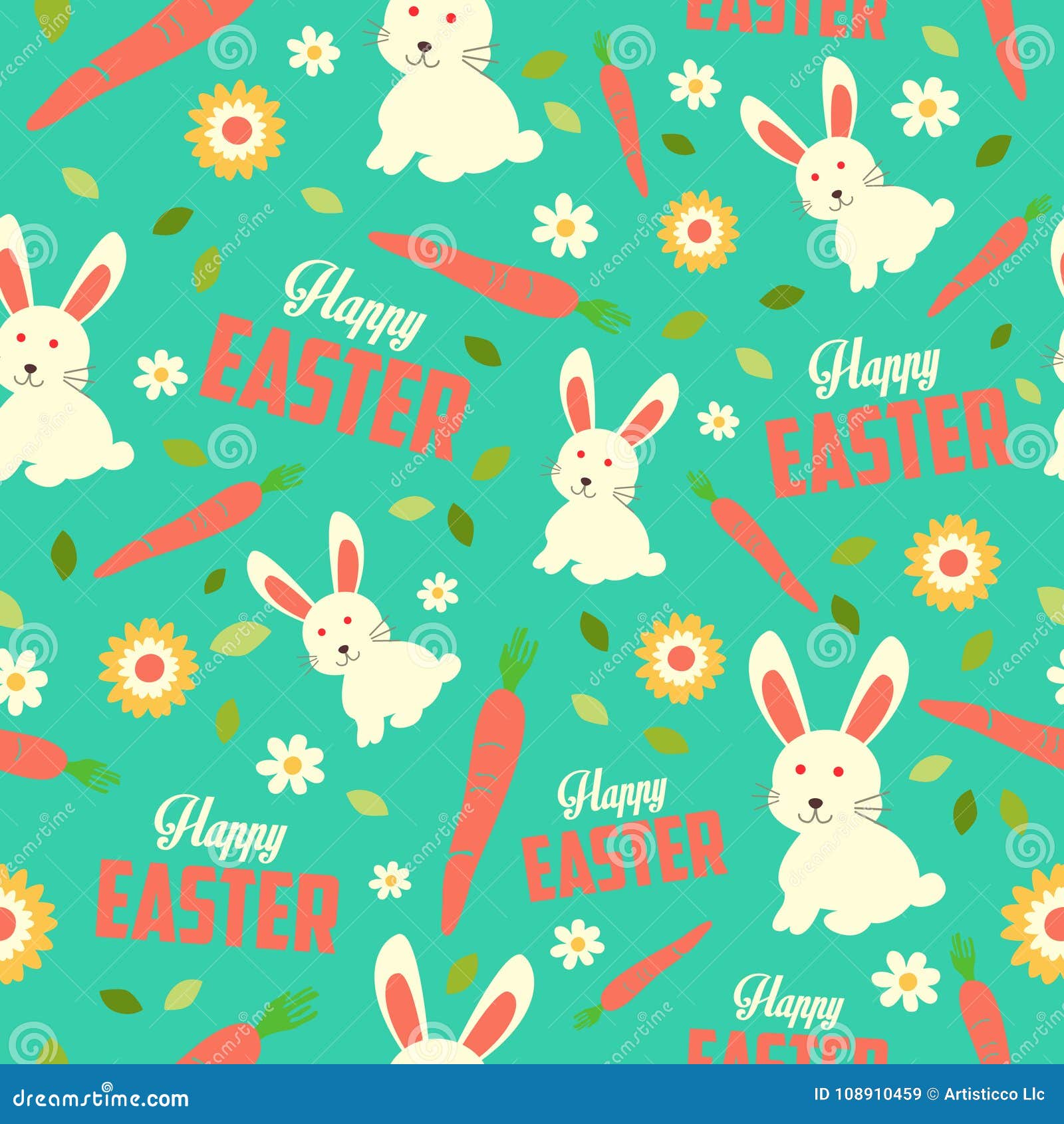 Easter Bunny and Spring Wallpaper Seamless Pattern Background Stock ...