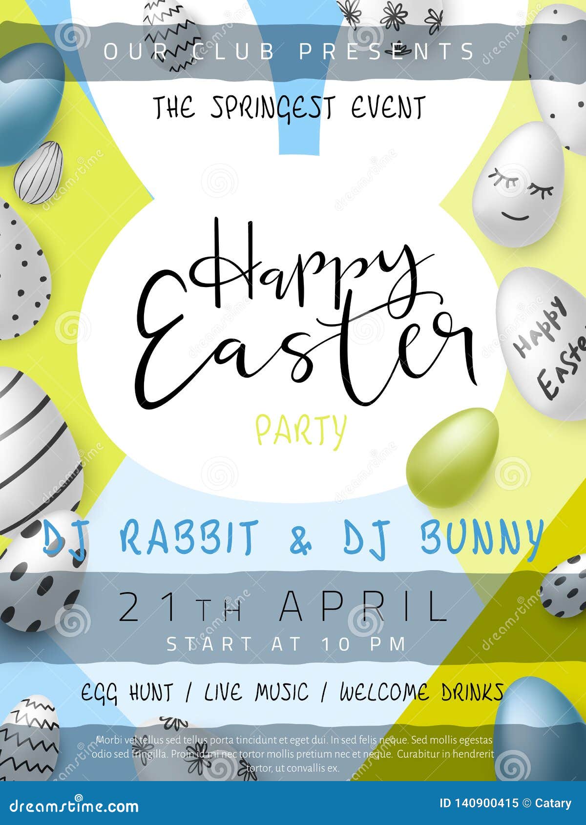Vector Illustration of Easter Day Invitation Party Poster Template with ...