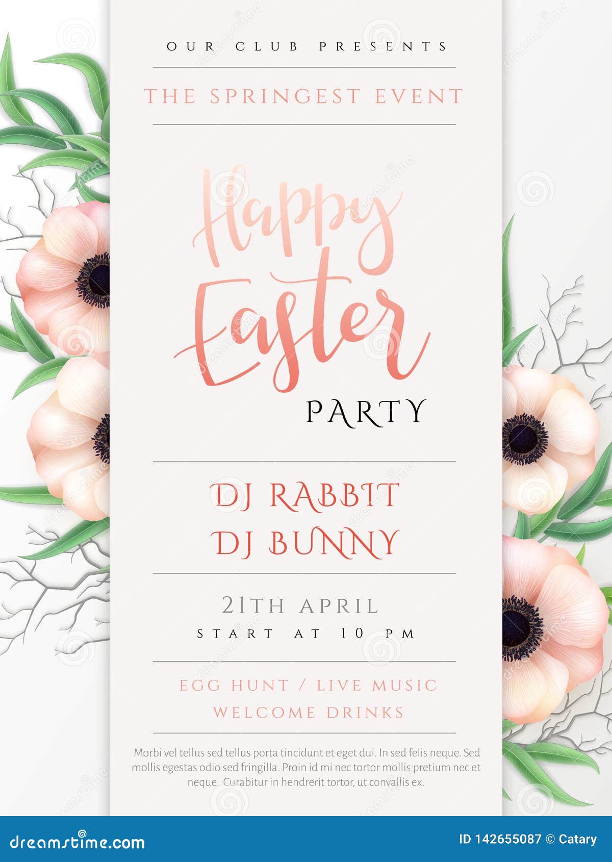 Vector Illustration of Easter Day Invitation Party Poster Template with ...