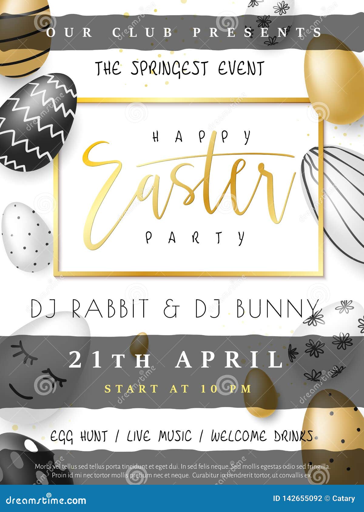 Vector Illustration of Easter Day Invitation Party Poster Template with ...