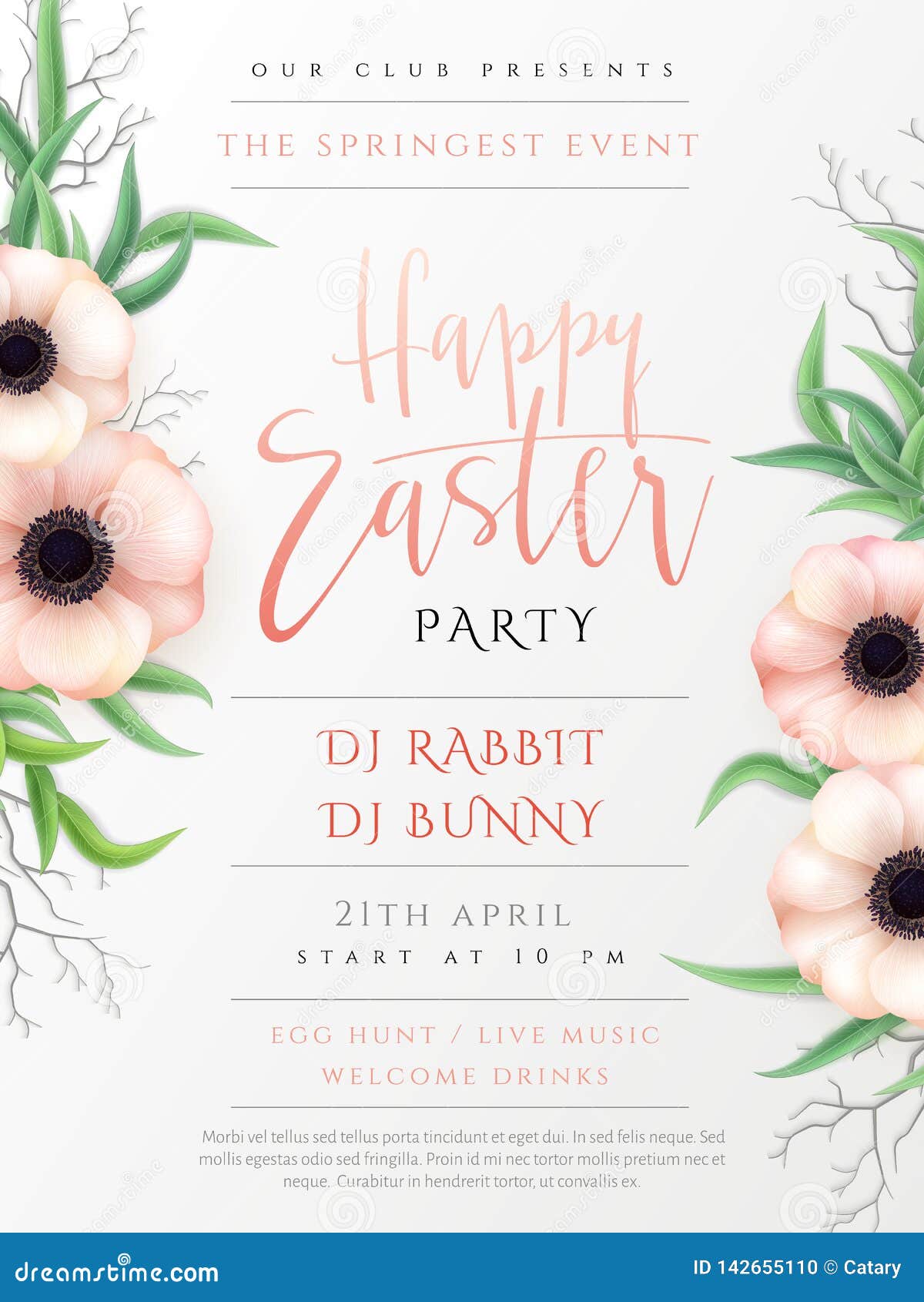 Vector Illustration of Easter Day Invitation Party Poster Template with ...