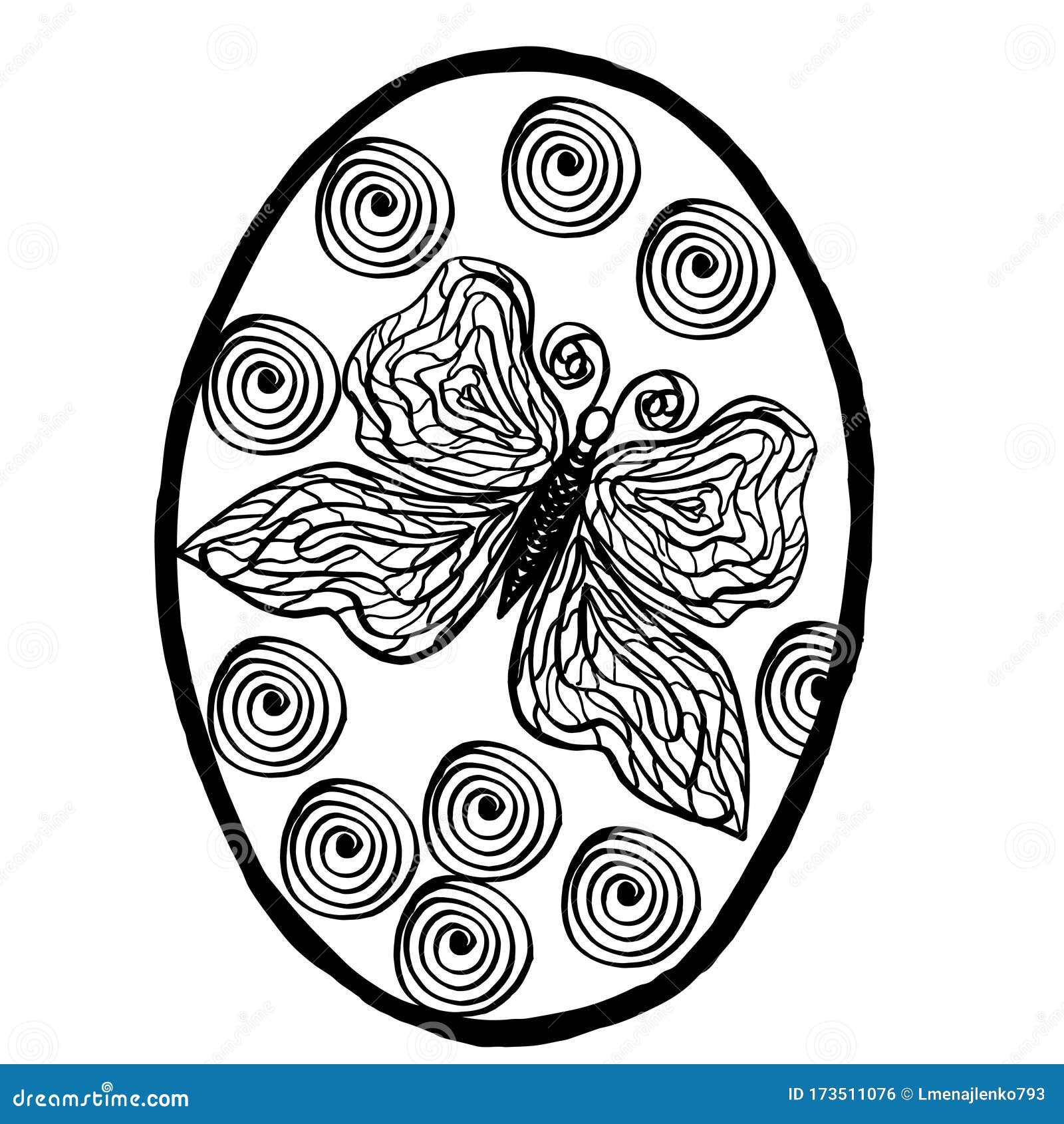 Vector Illustration. Easter Egg Drawing with Floral Pattern on an ...