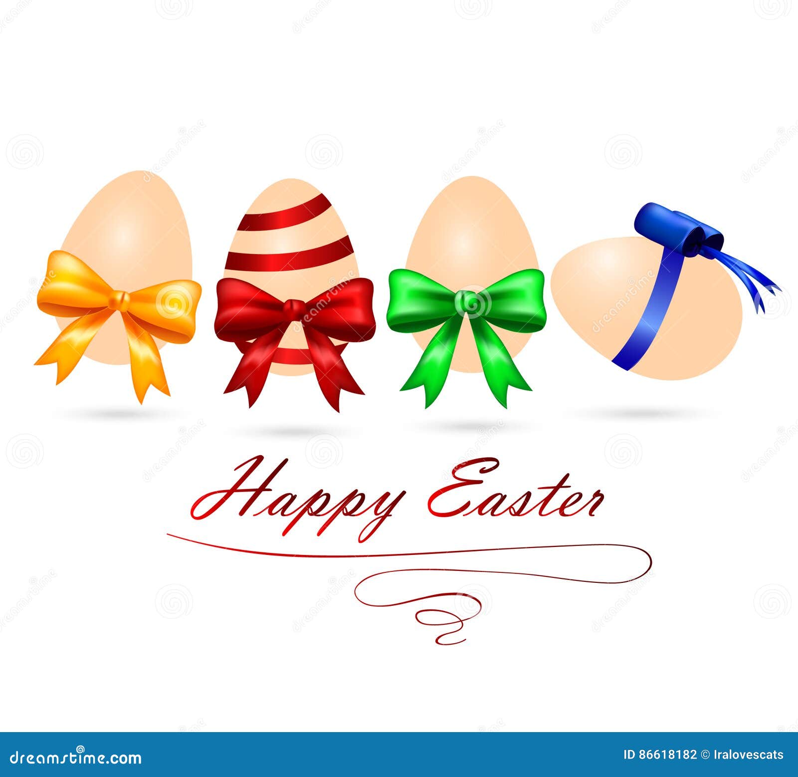 Vector Illustration of Easter Eggs with Colorful Bows. Stock ...