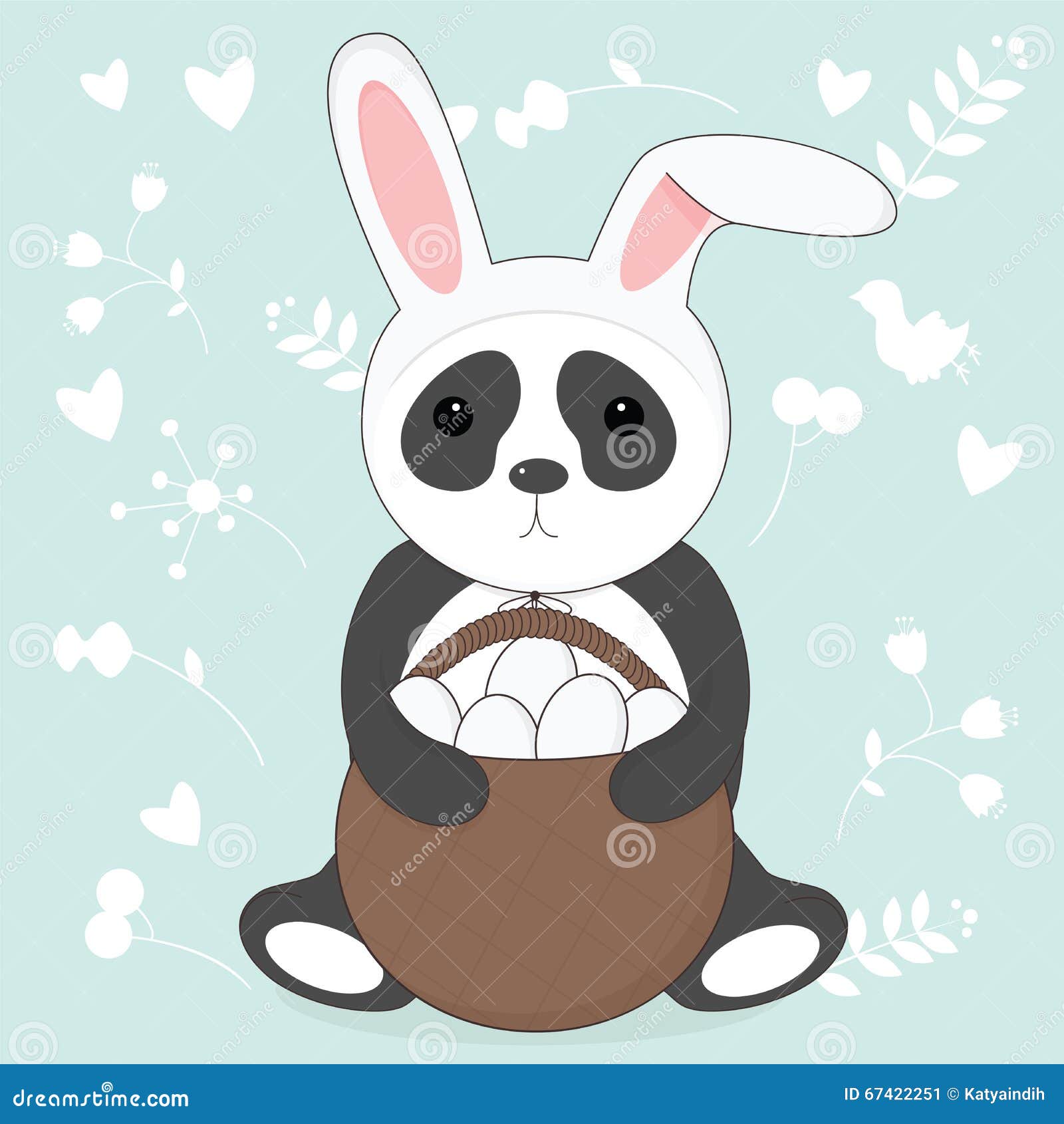 Vector Illustration Of Easter Panda With Bunny Ears. Stock Vector ...