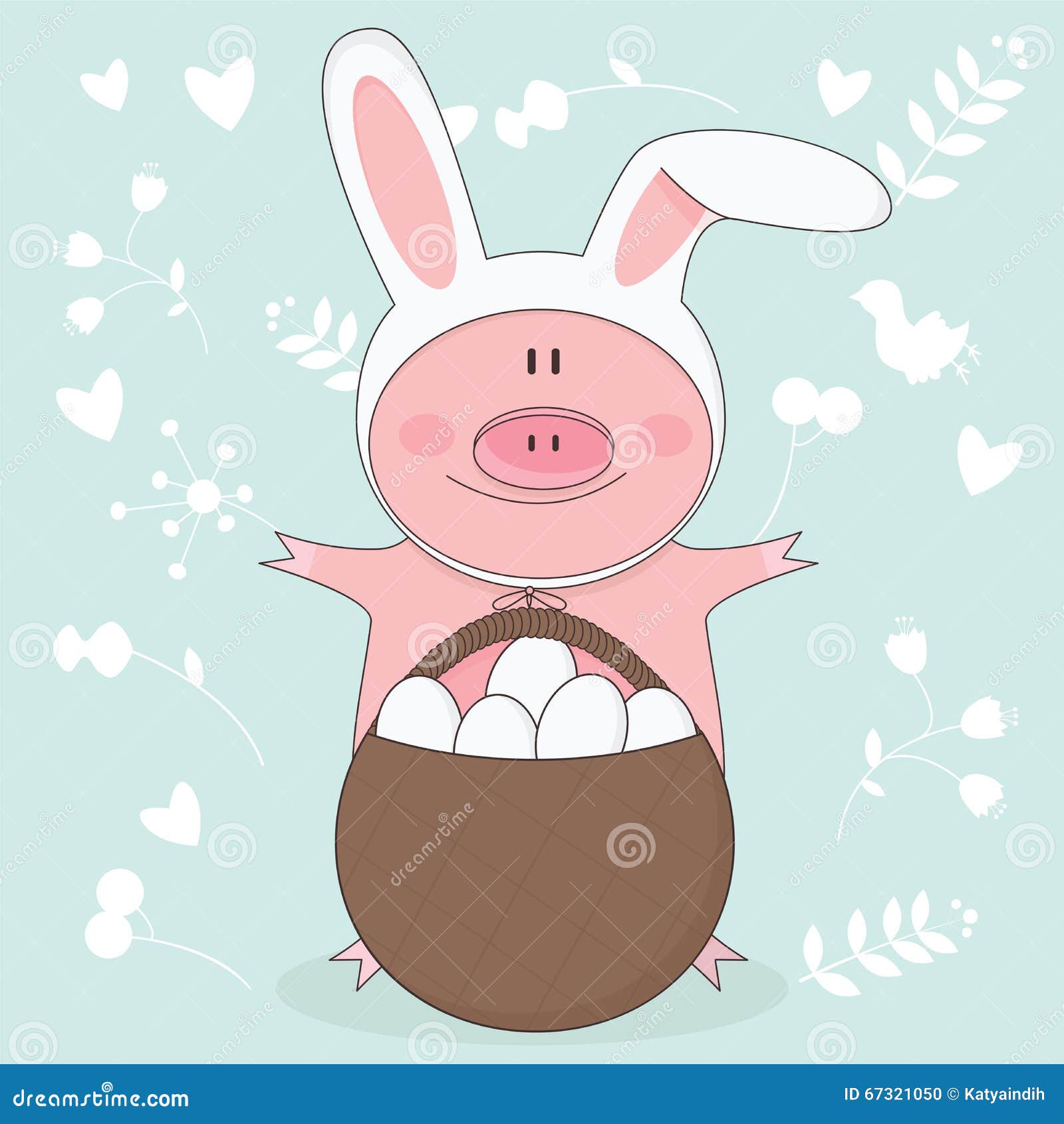 Vector Illustration of Easter Pig with Bunny Ears. Stock Vector ...