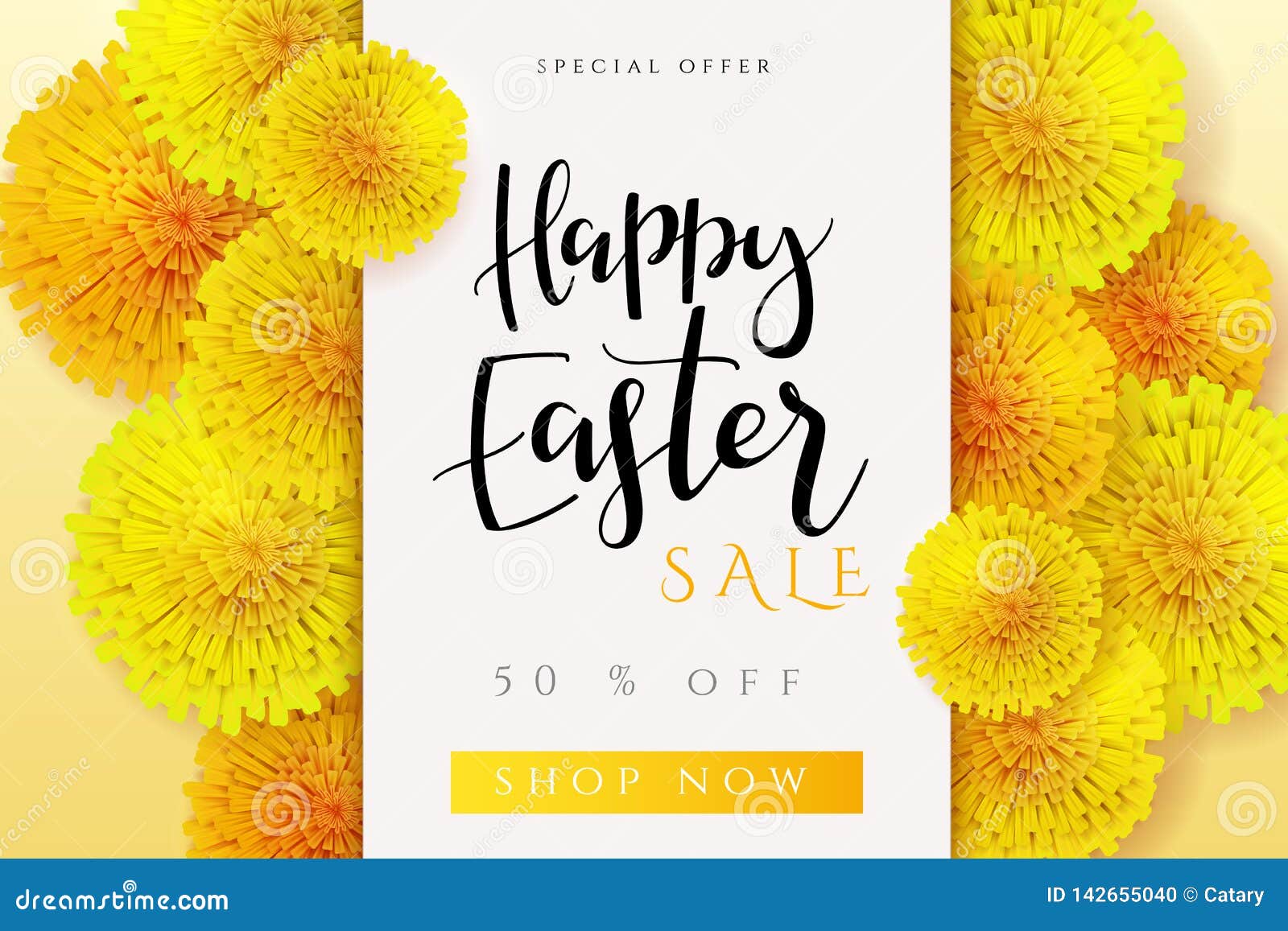 Vector Illustration of Easter Promotion Banner Template with Hand ...