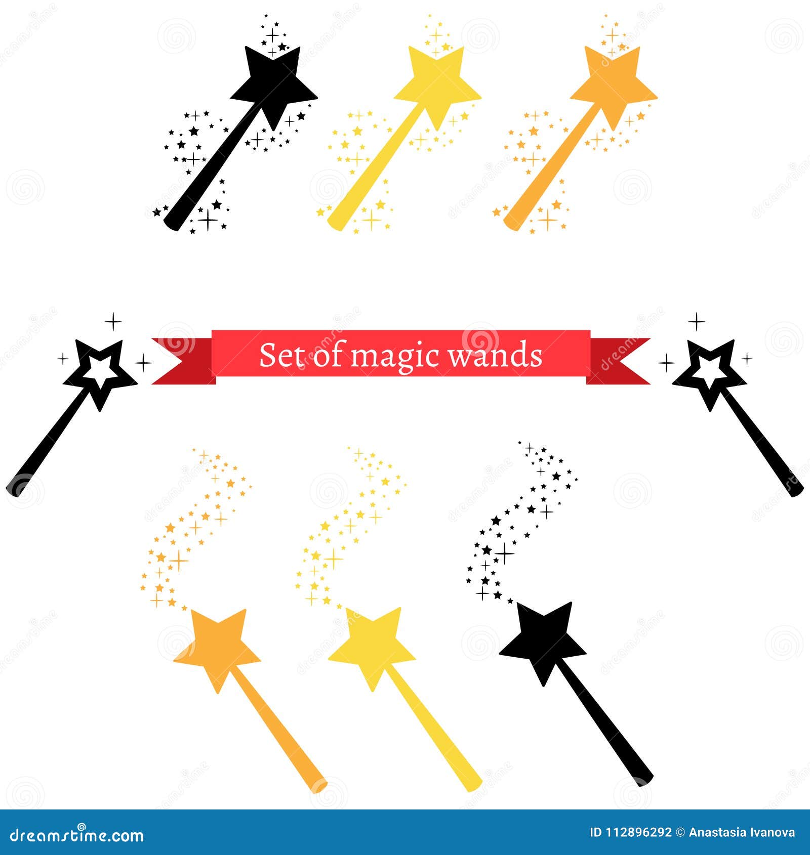 Set of simple magic wands. stock illustration. Illustration of artwork ...
