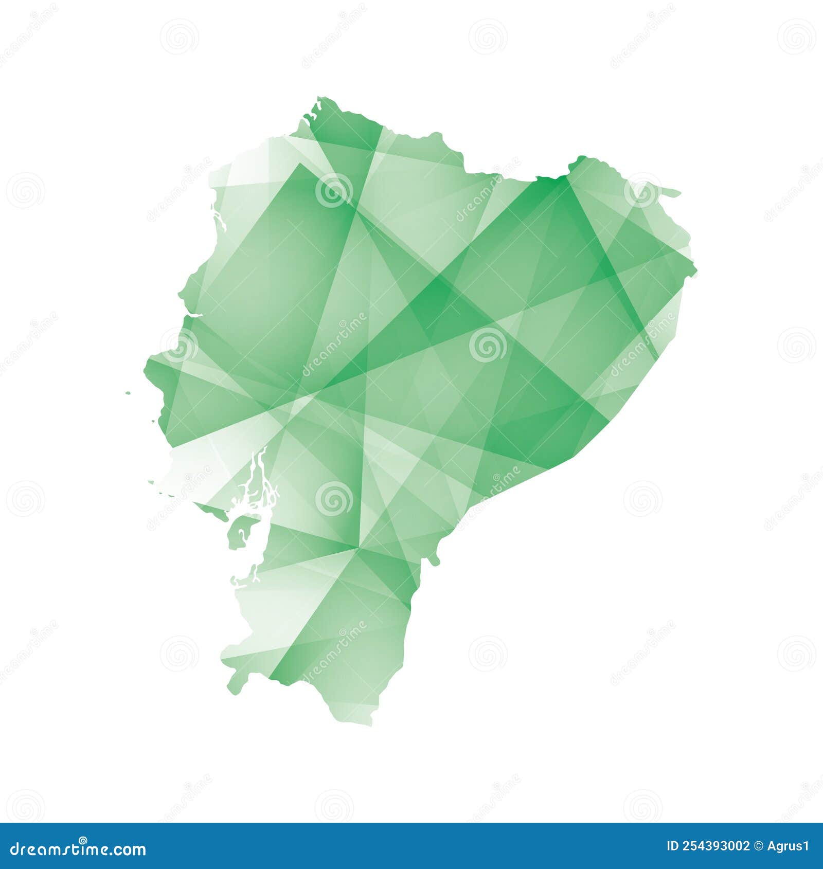 Vector Illustration of Ecuador Map with Green Colored Geometric Shapes ...