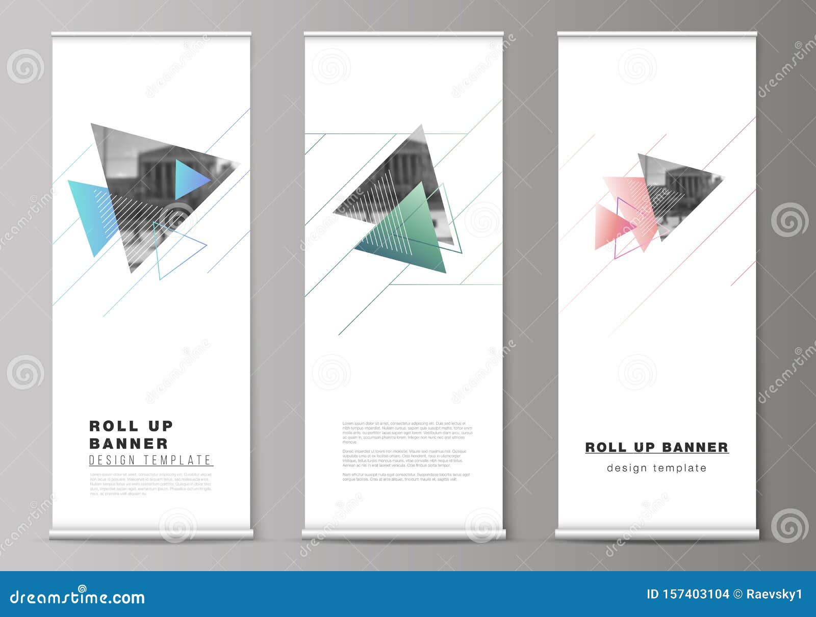 The Vector Illustration of the Editable Layout of Roll Up Banner Stands ...