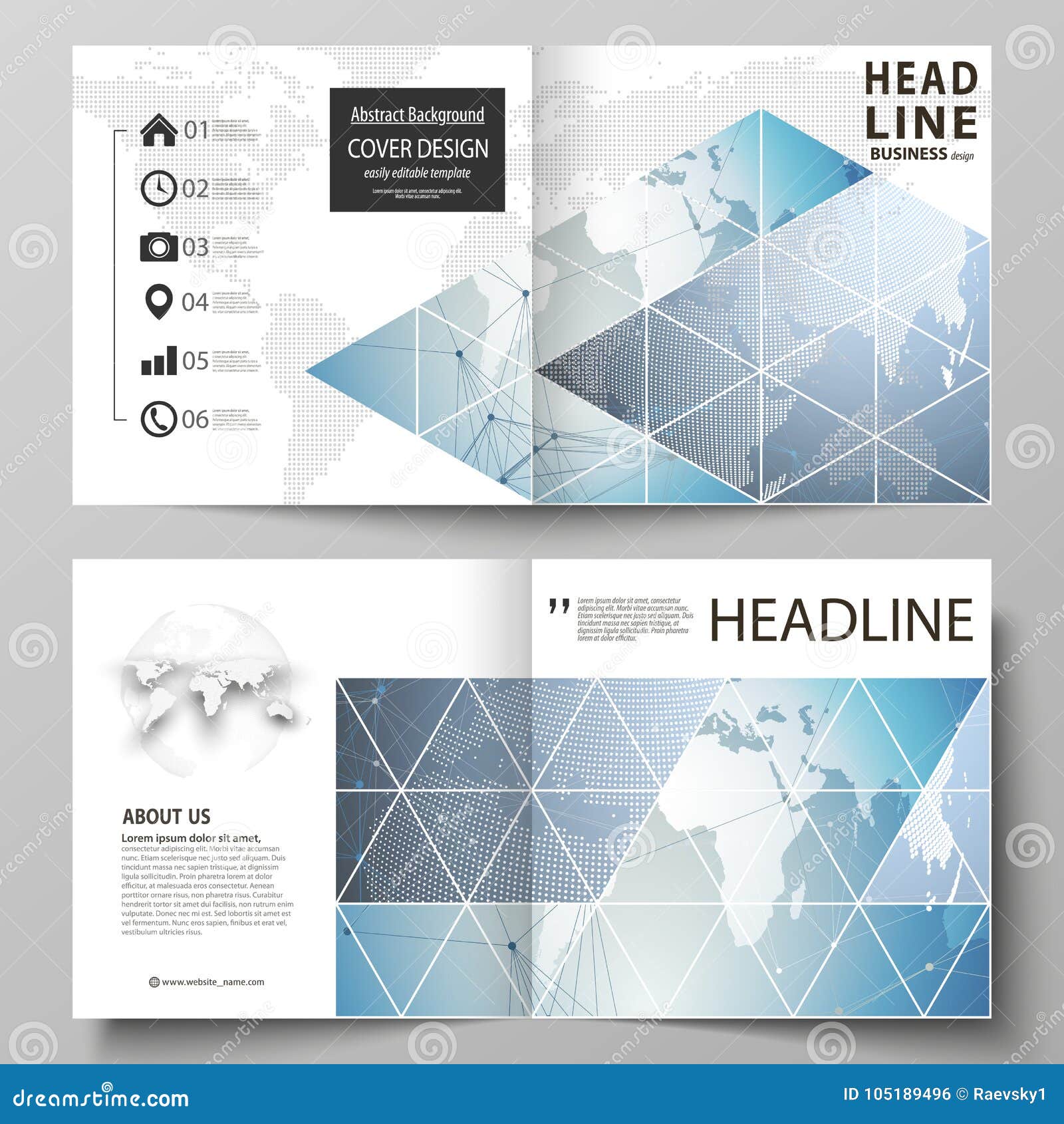 The Vector Illustration of the Editable Layout of Two Covers Templates ...