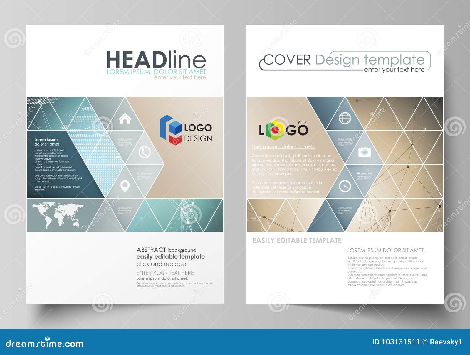 The Vector Illustration of the Editable Layout of Two A4 Format Covers ...