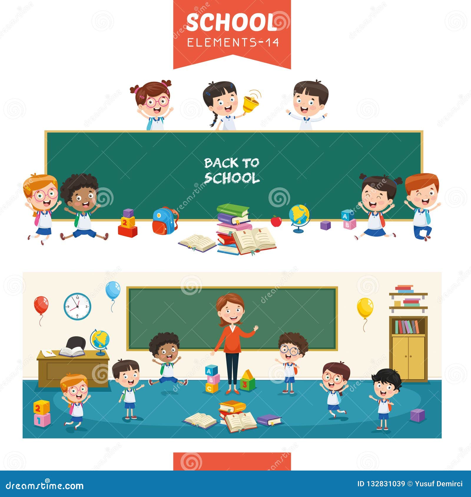 Vector Illustration of Education Elements Stock Vector - Illustration ...