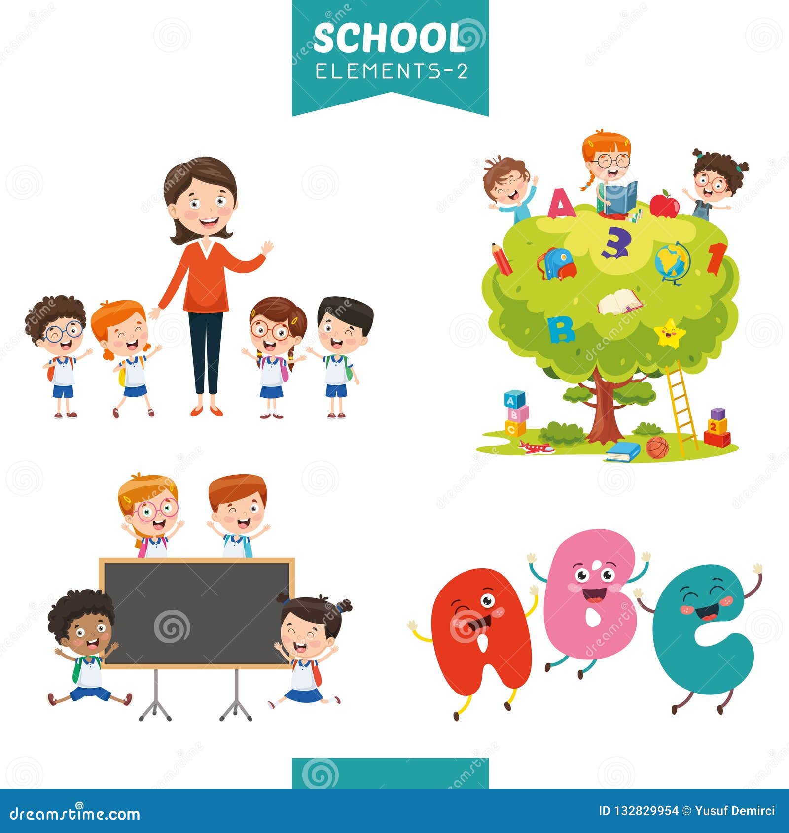 Vector Illustration of Education Elements Stock Vector - Illustration ...