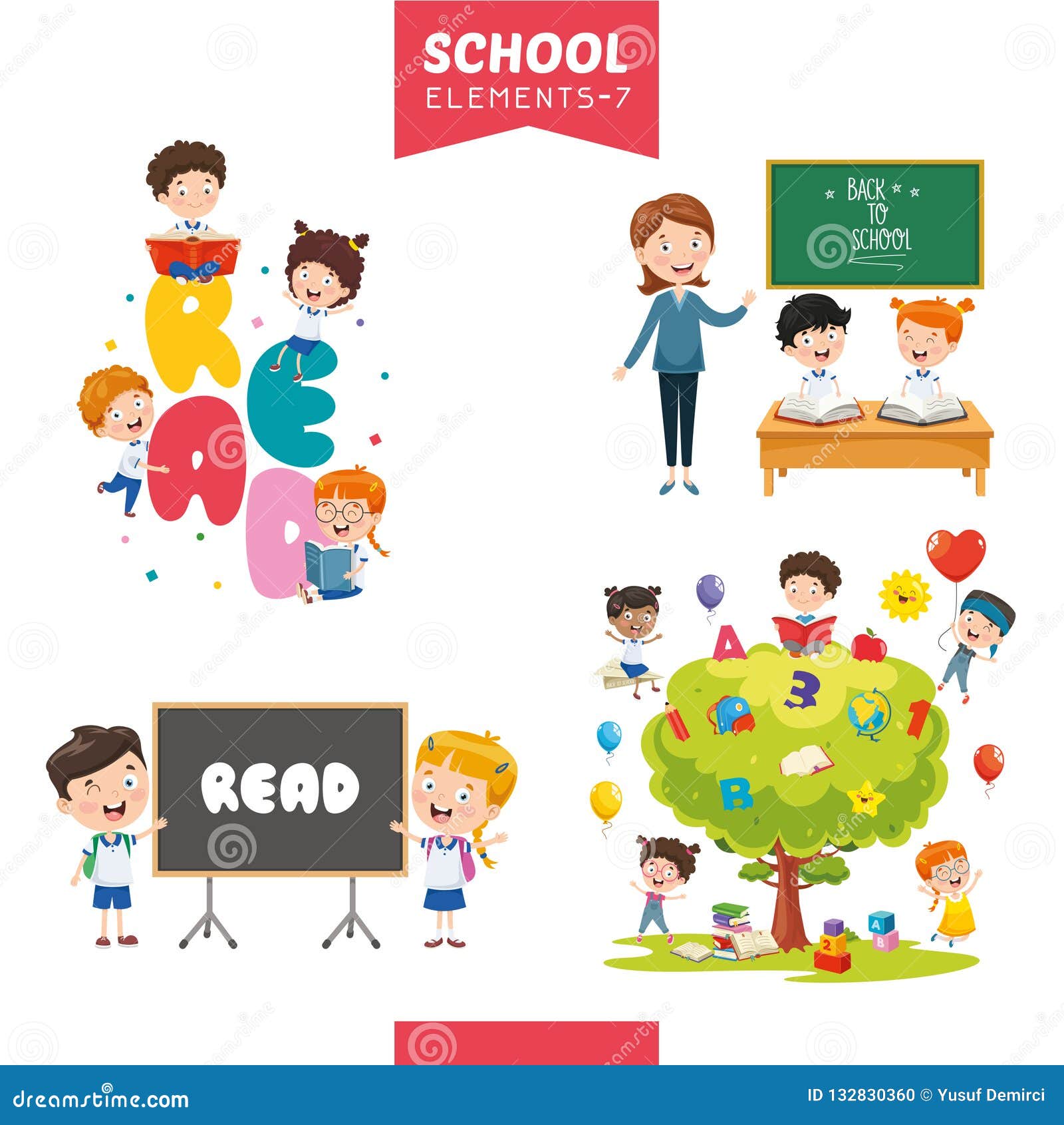 Vector Illustration of Education Elements Stock Vector - Illustration ...