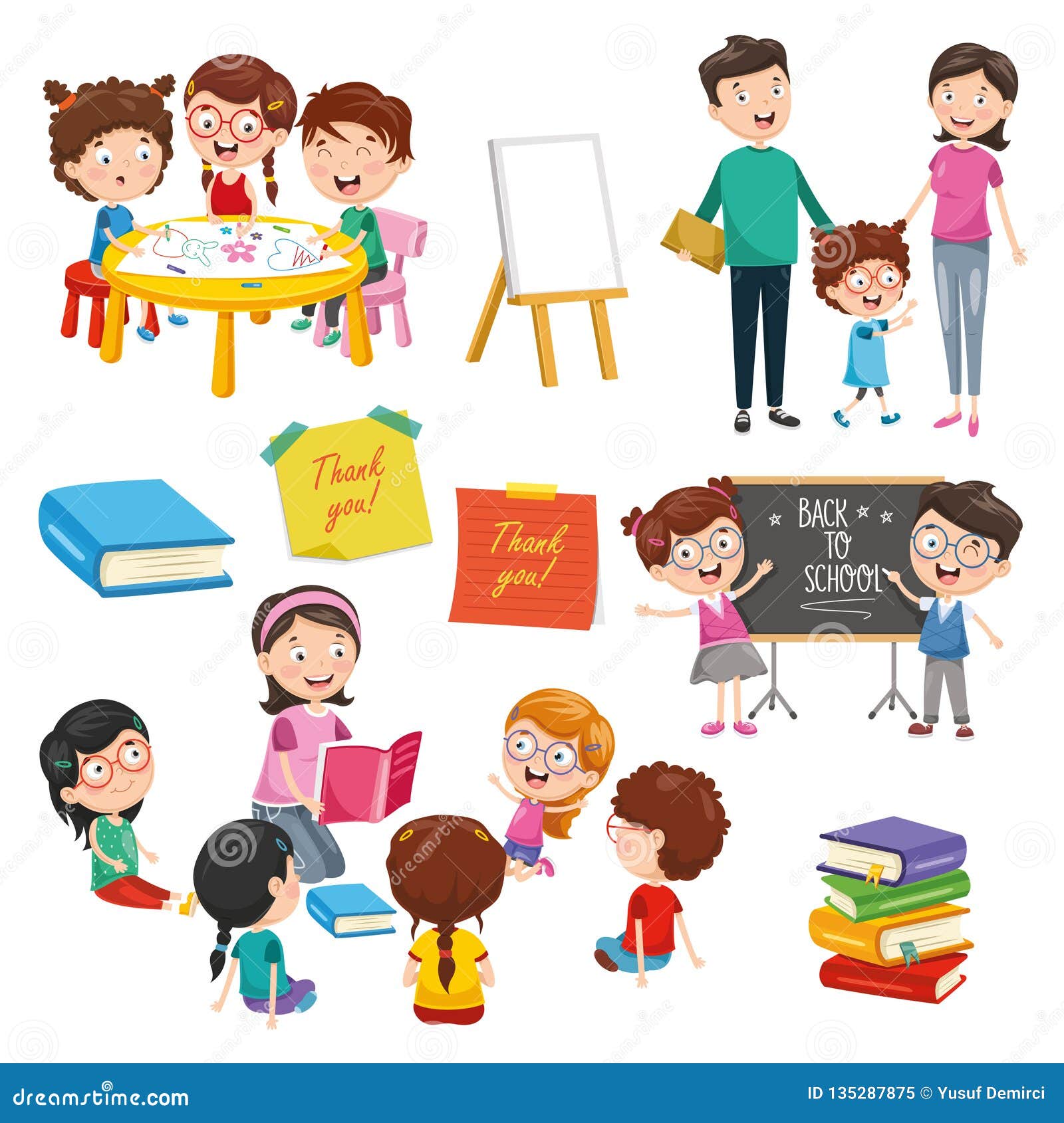 Vector Illustration of Education Elements Stock Vector - Illustration ...