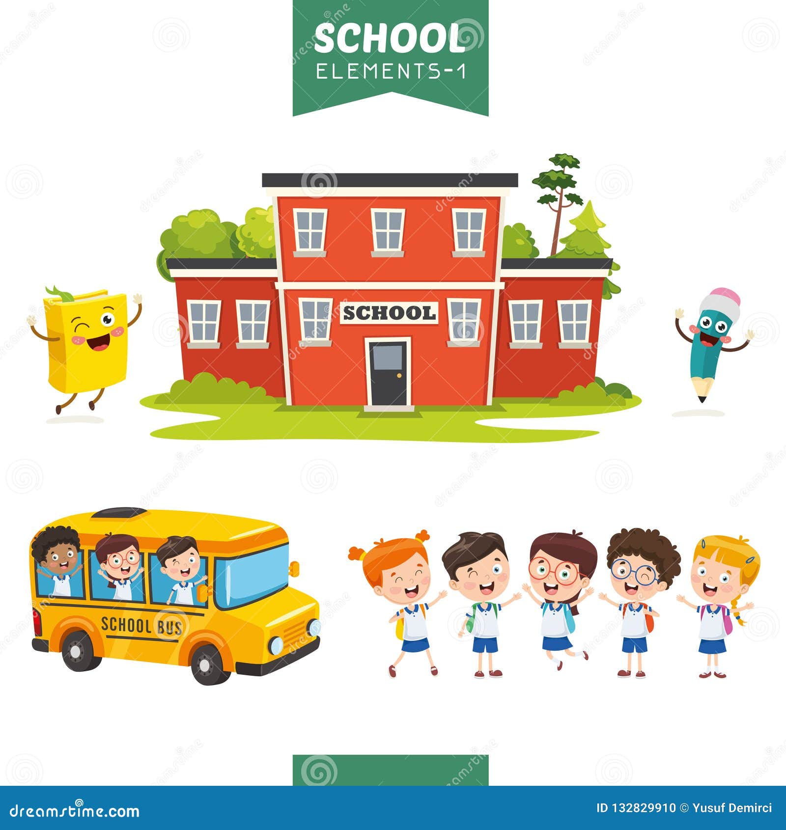 Vector Illustration of Education Elements Stock Vector - Illustration ...